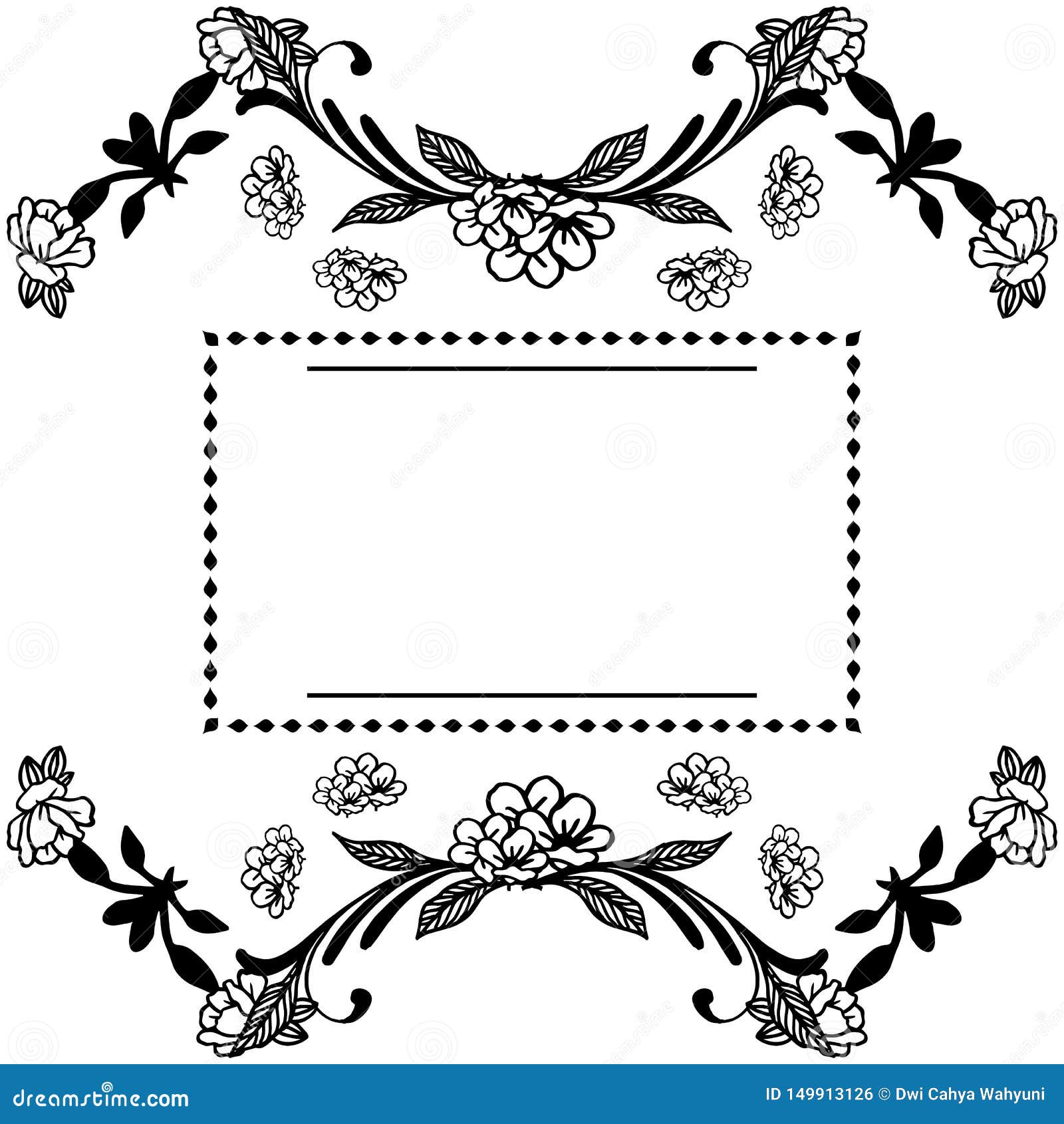 Vector Illustration Invitation Card with Various Flower Frame Stock ...