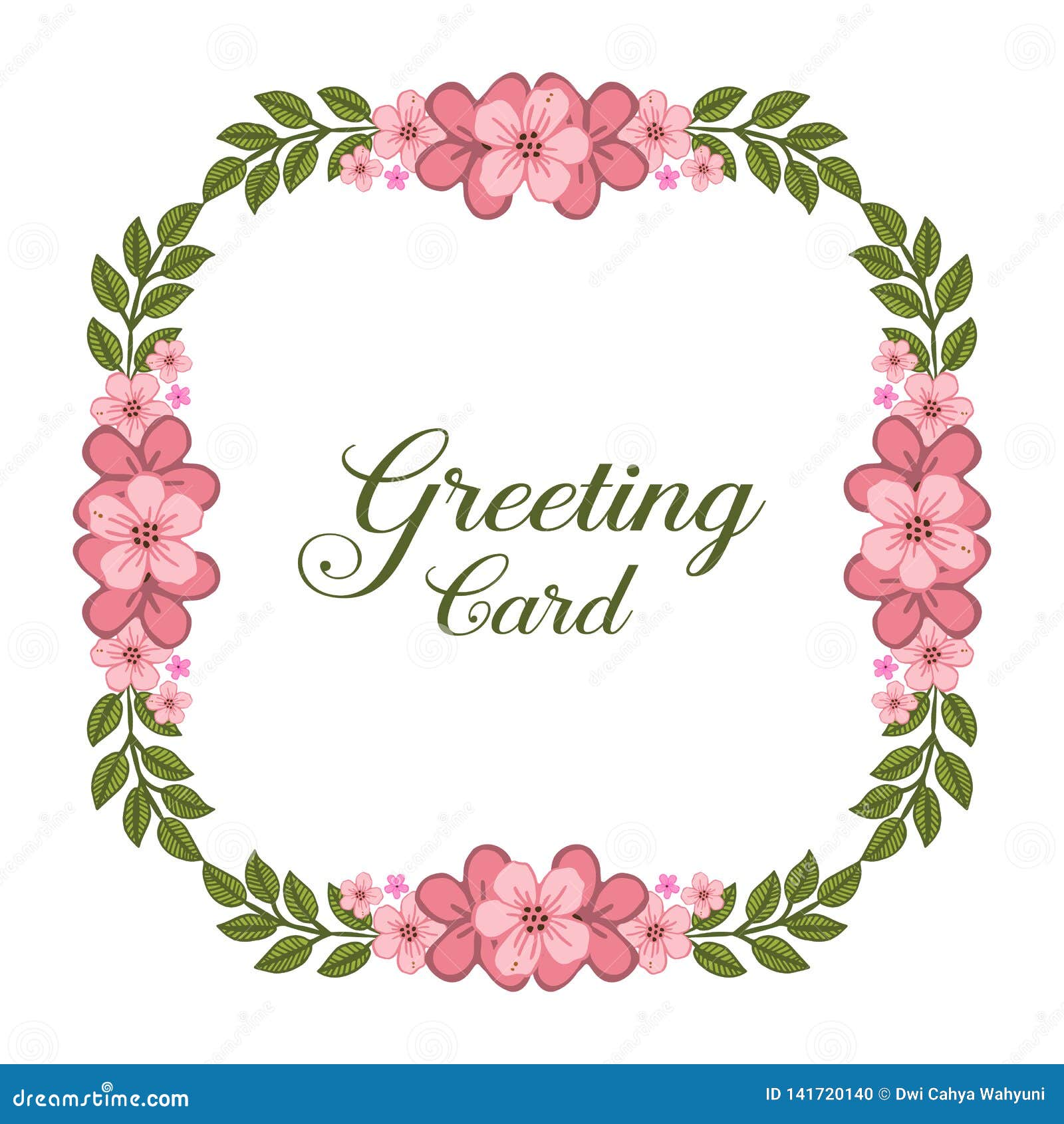 Vector Illustration Invitation of Greeting Card with Bright Pink Flower ...