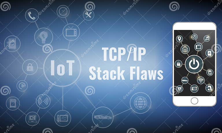 Vector Illustration Of Iot Devices At Risk From Tcp Ip Stack Flaws