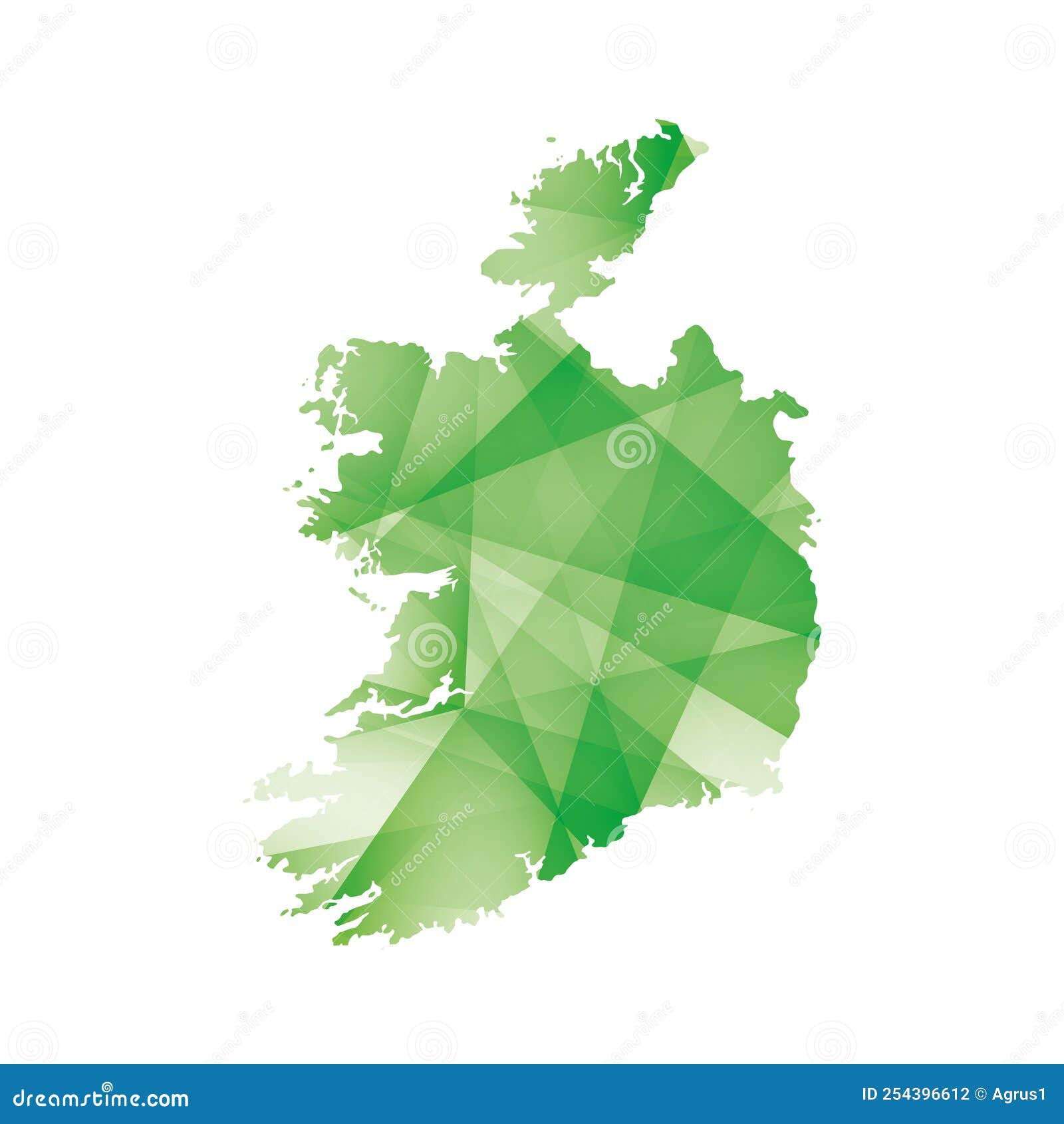 Vector Illustration of Ireland Map with Green Colored Geometric Shapes ...