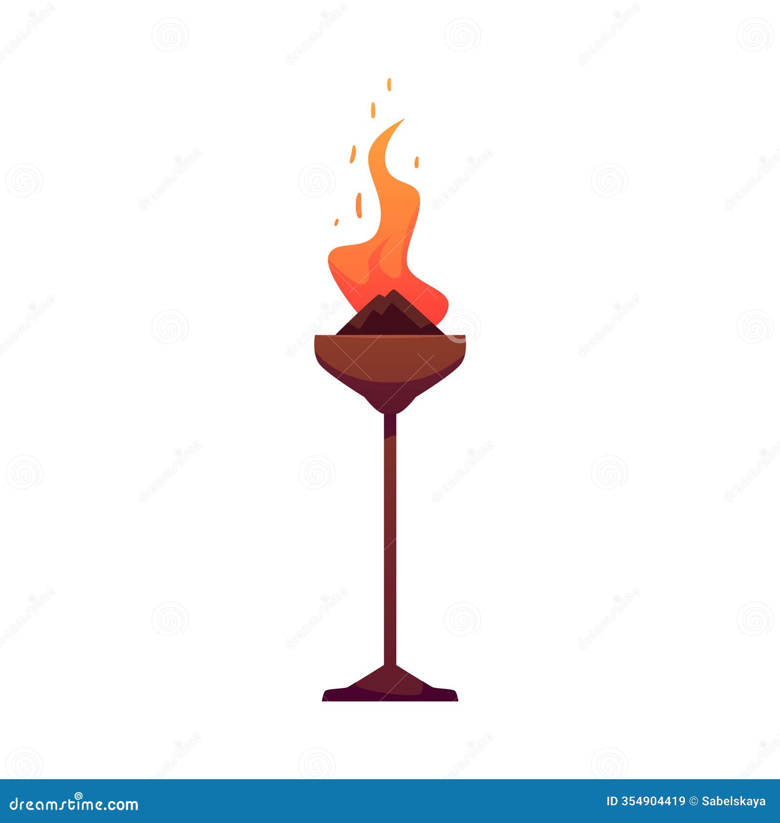 The Vector Illustration of an Iron Torch with a Burning Flame in a ...
