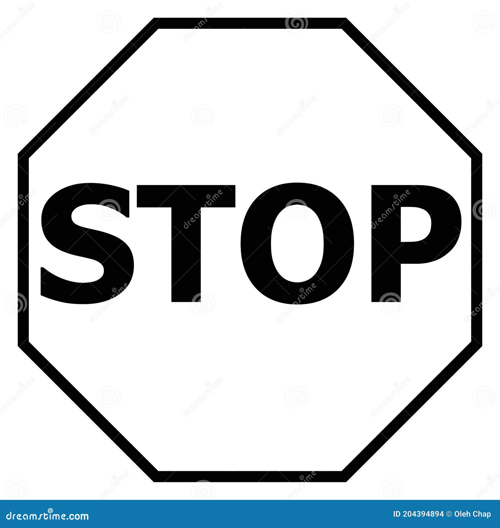 Vector Illustration of an Isolated Black Stop Sign on a White ...