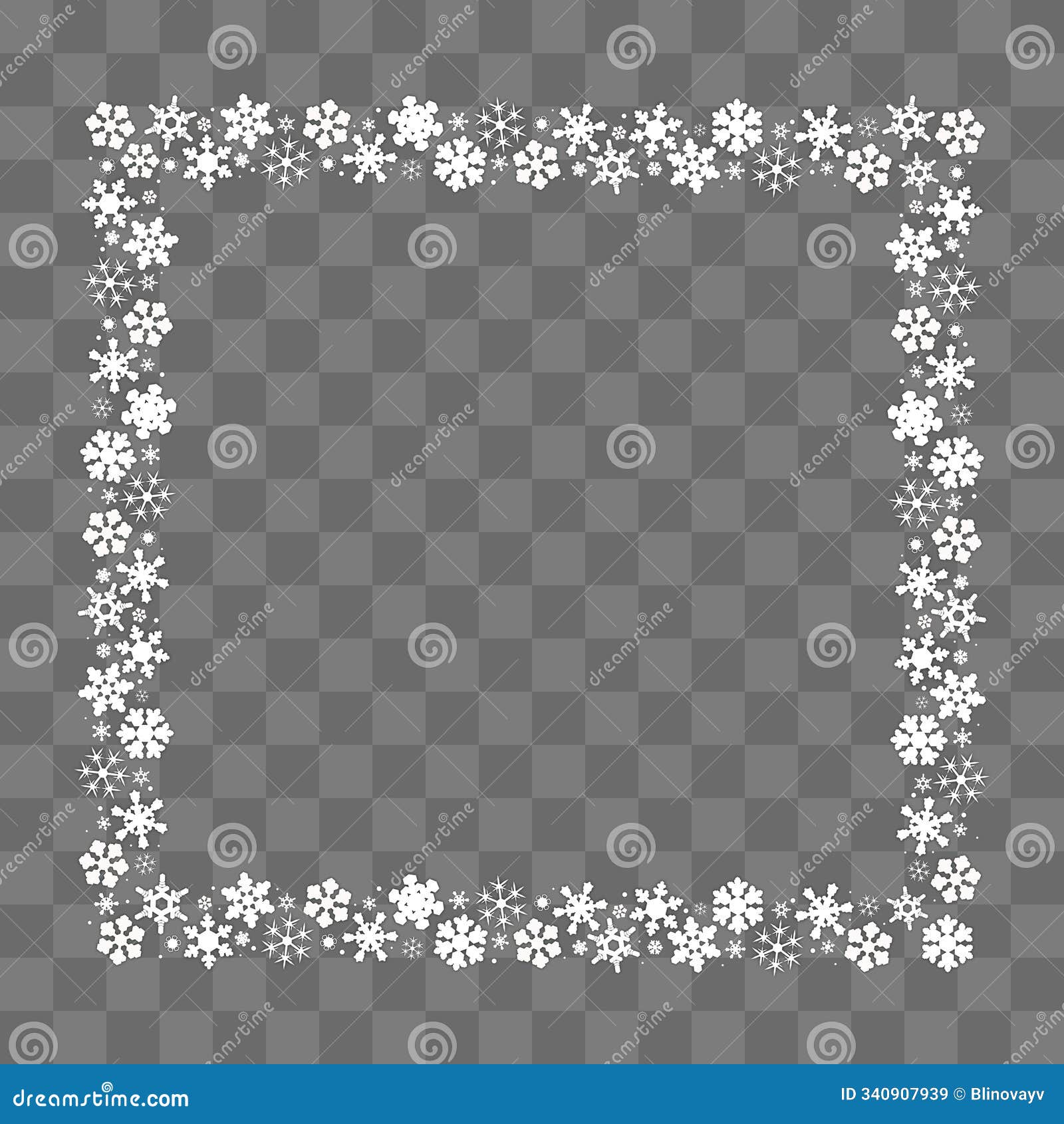 Winter Card, Frame, Wreath from a Lot of Different White Snowflakes ...