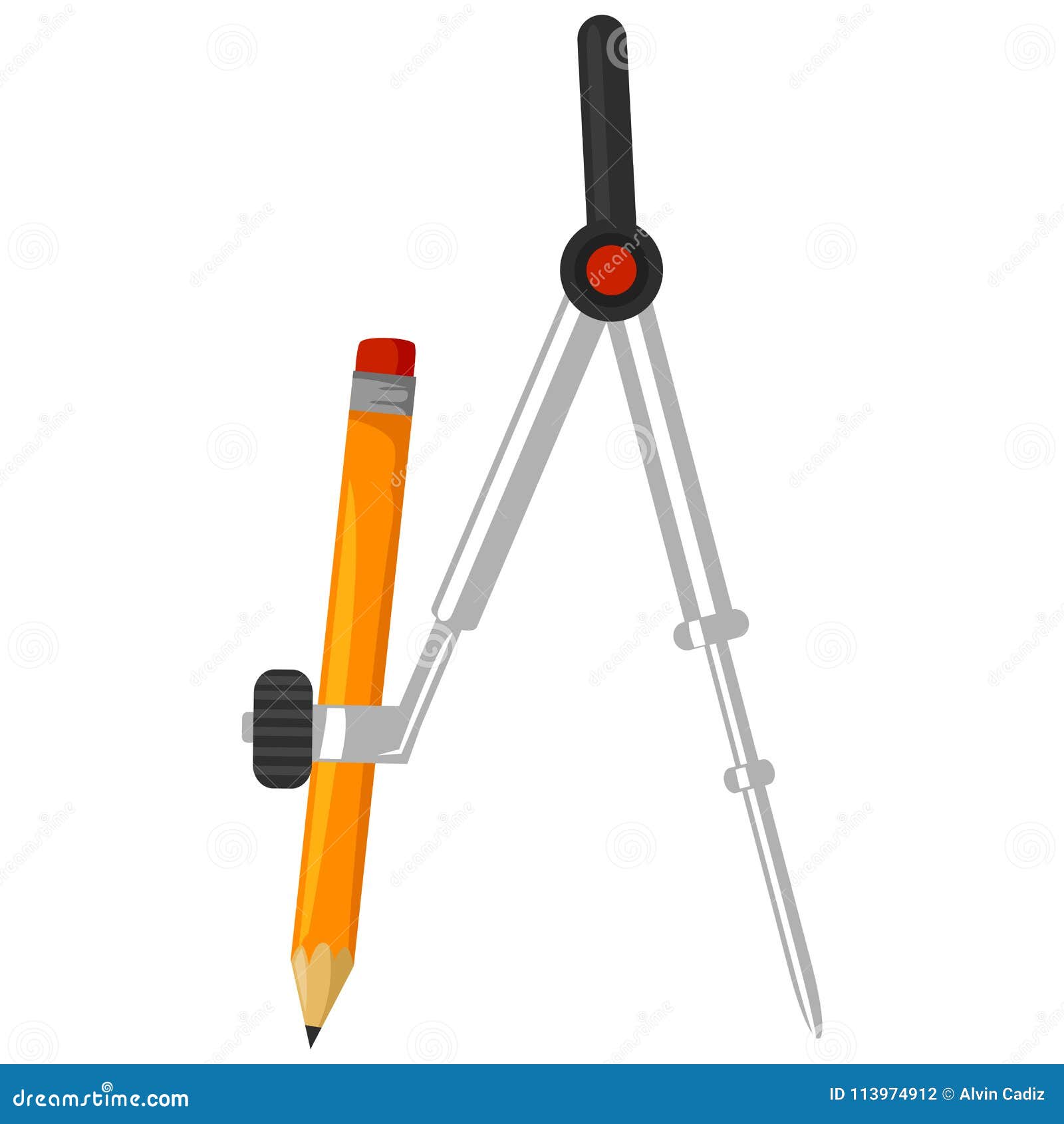 Compass With Pencil Stock Vector Illustration Of Clip 113974912