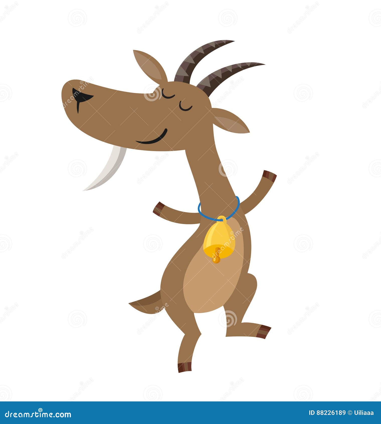 Vector Illustration of Isolated Dancing Goat with Gold Bell Stock ...