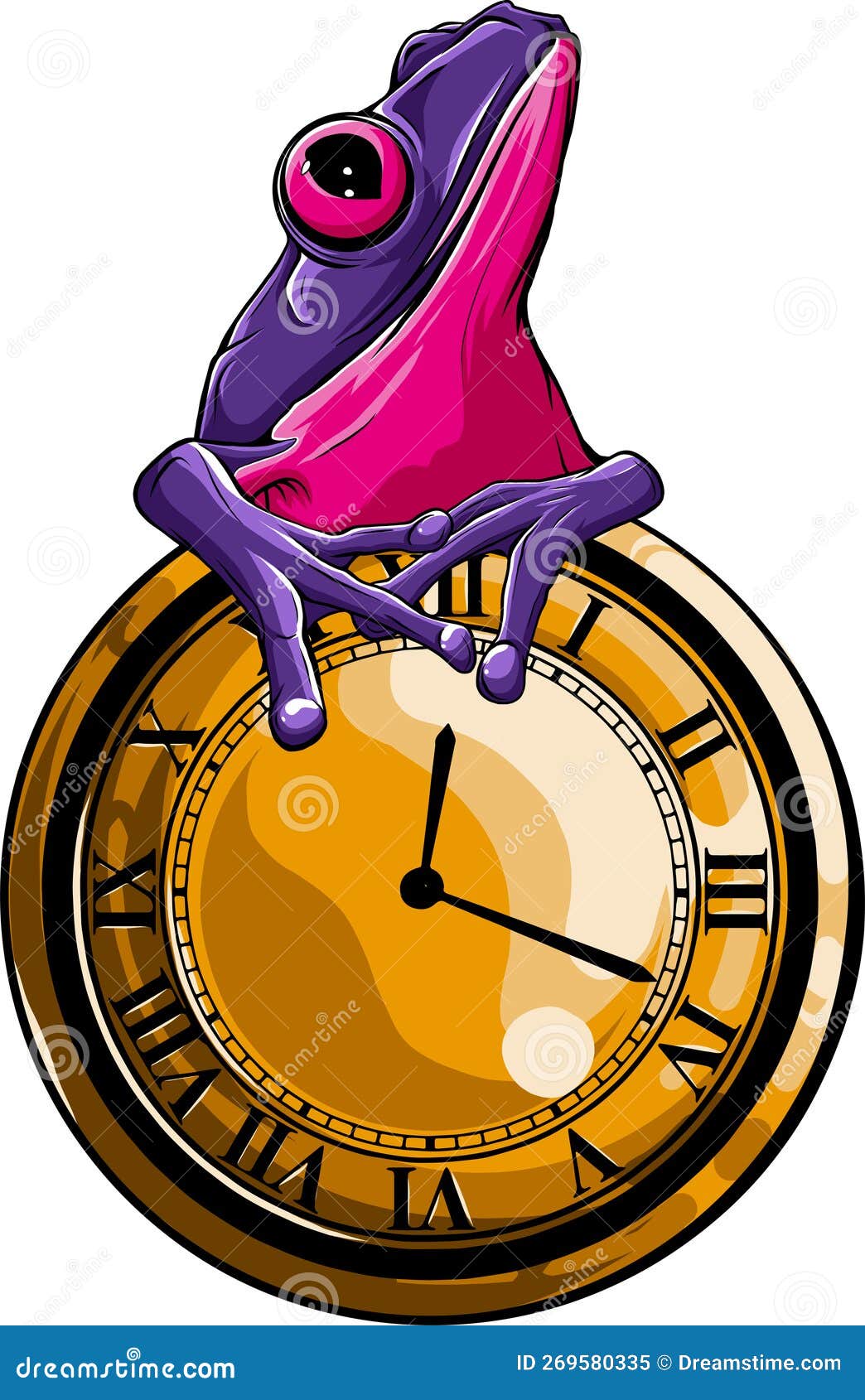 Vector Illustration of Isolated Frog Clock on White Stock Vector ...