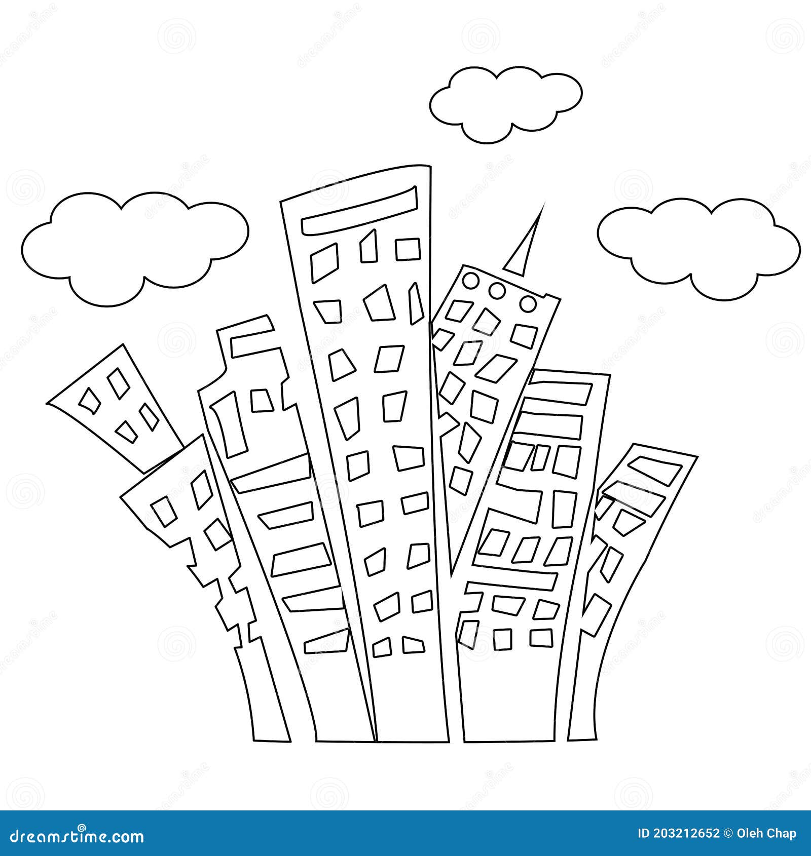 Vector Illustration of Isolated High Buildings Doodle, on White ...
