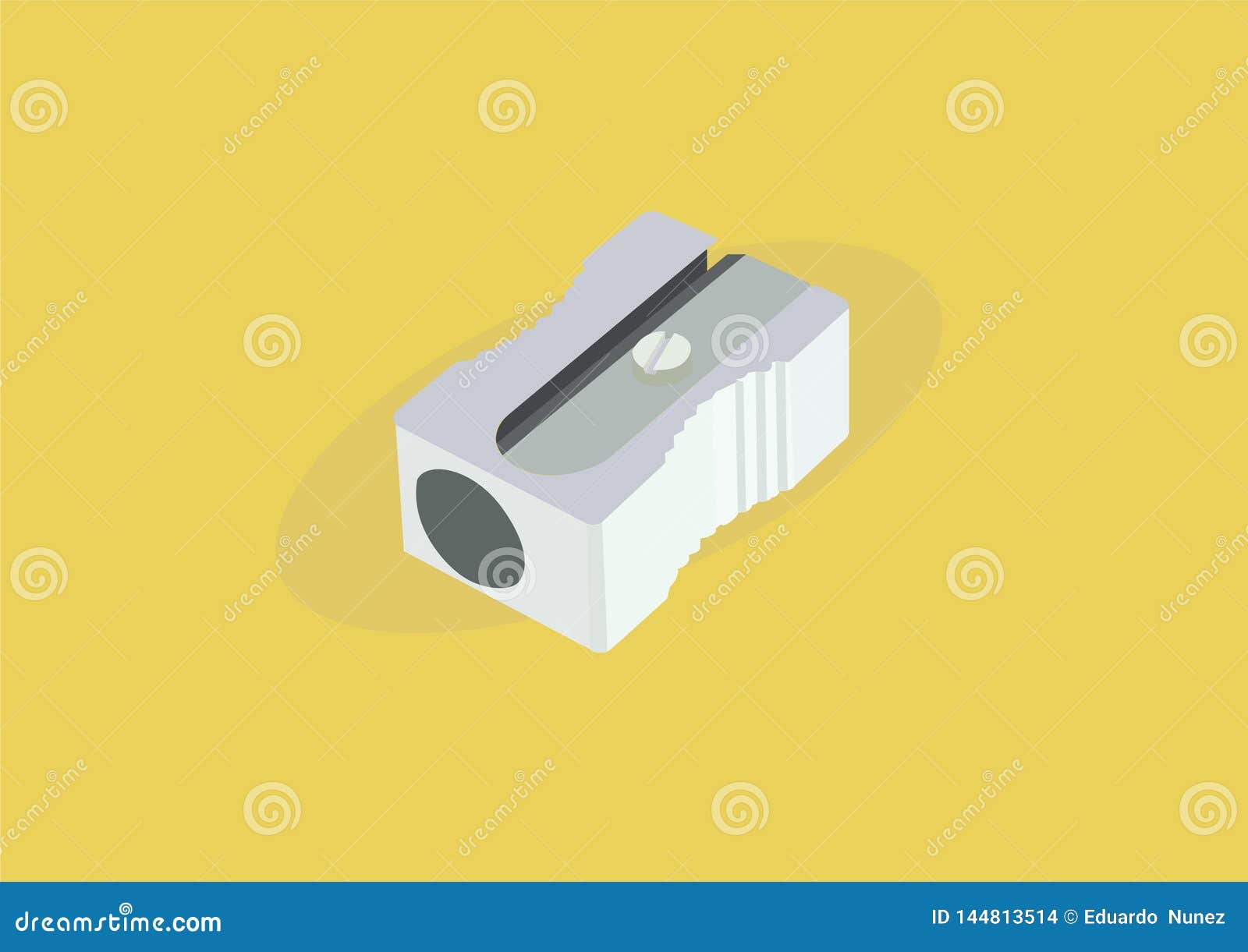 Vector Illustration Isolated of a Pencil Sharpener on Yellow Background ...