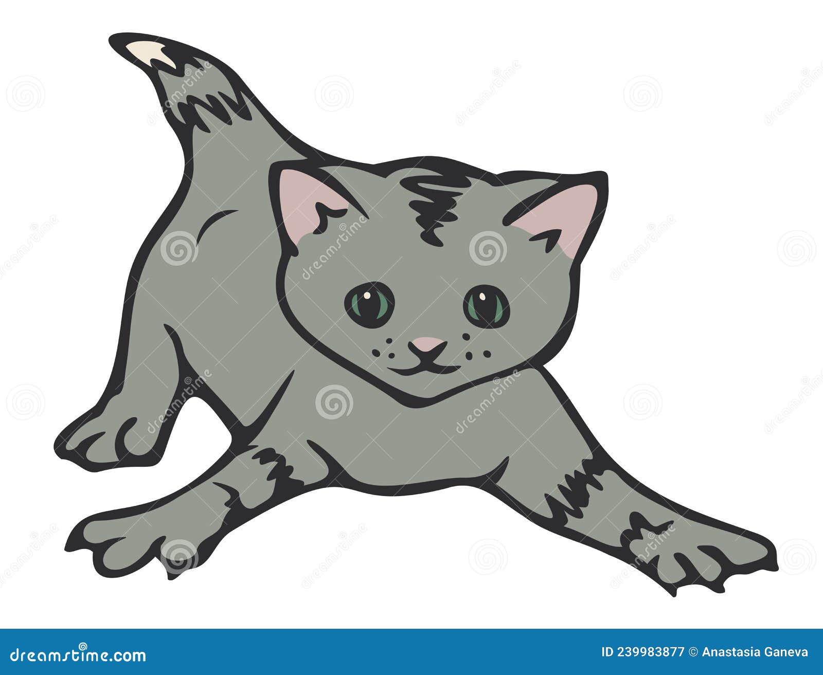 Vector Illustration of Isolated Playful Kitten. Stock Vector ...