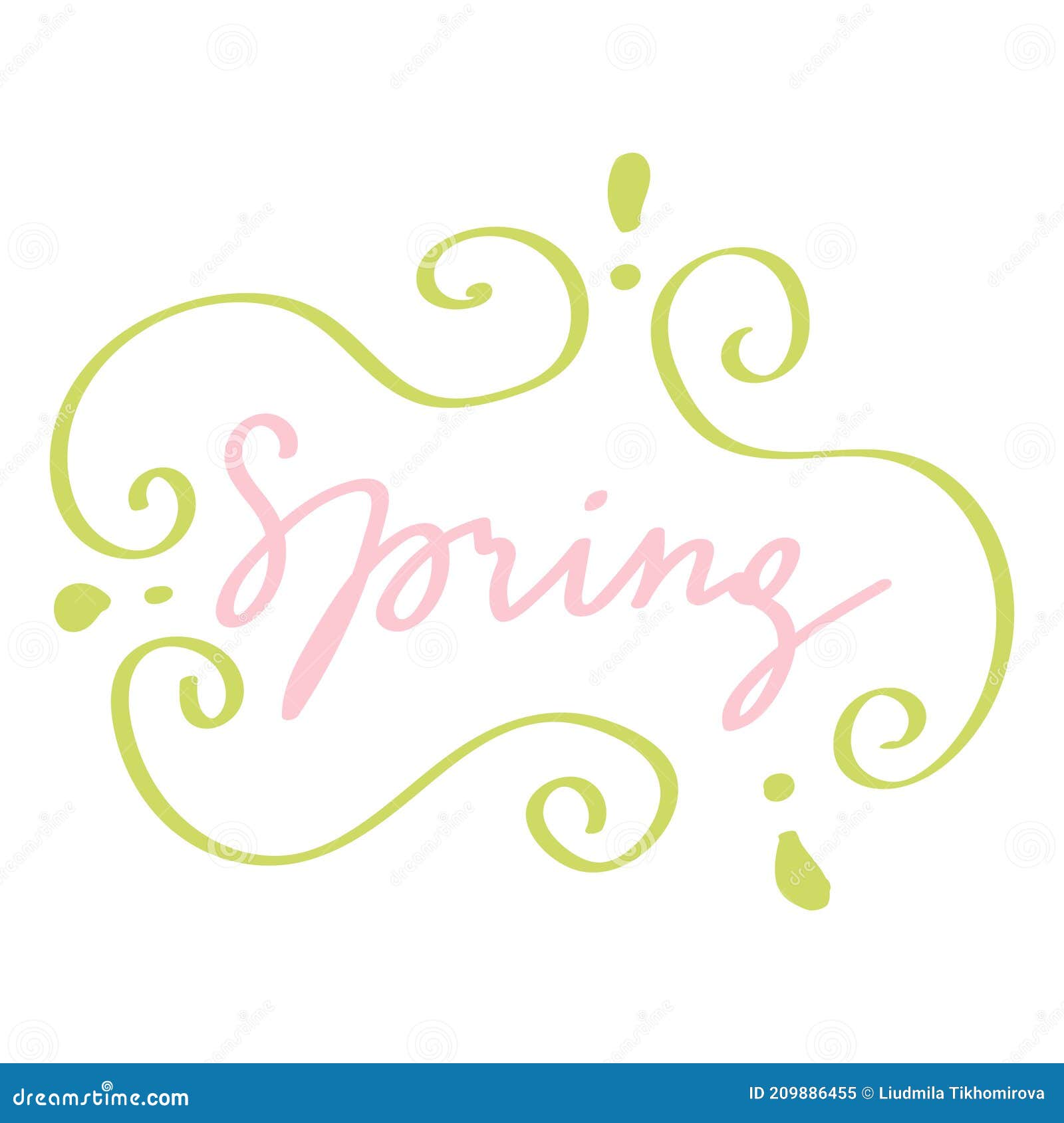 Vector Illustration of Isolated Spring Lettering with Abstract Elements ...