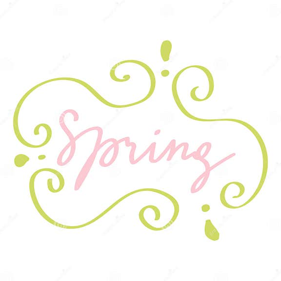 Vector Illustration of Isolated Spring Lettering with Abstract Elements ...