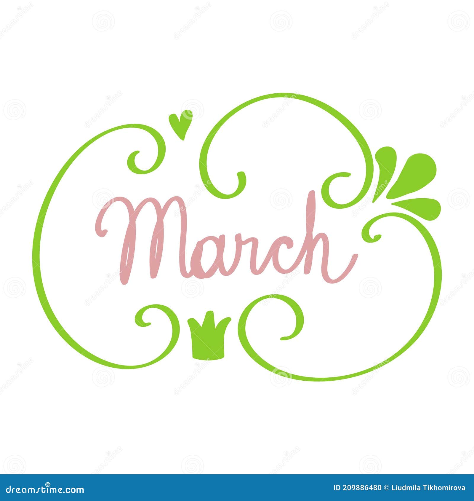 Vector Illustration of Isolated Spring Lettering with Abstract Elements ...