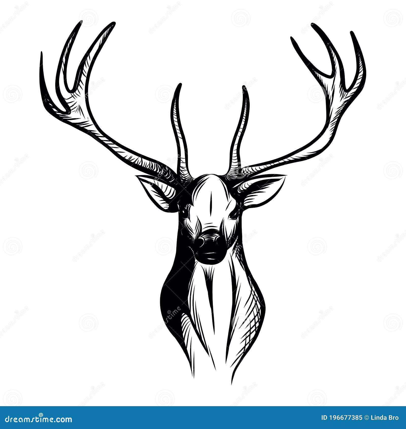Illustration of an Isolated Stag Head Stock Vector - Illustration of ...