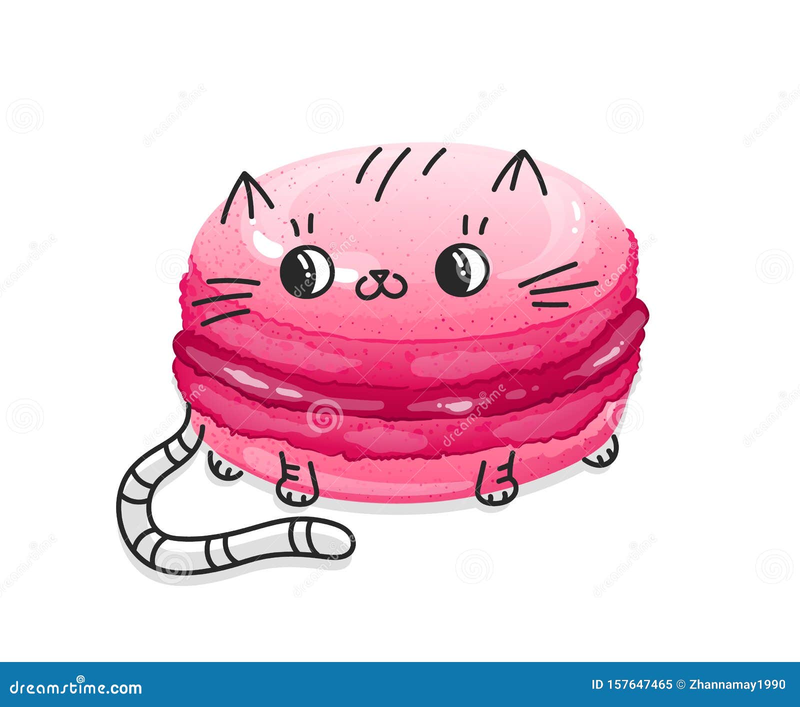 Kawaii Macaron Cards. French Dessert Bakery Posters With Cute Macarons ...