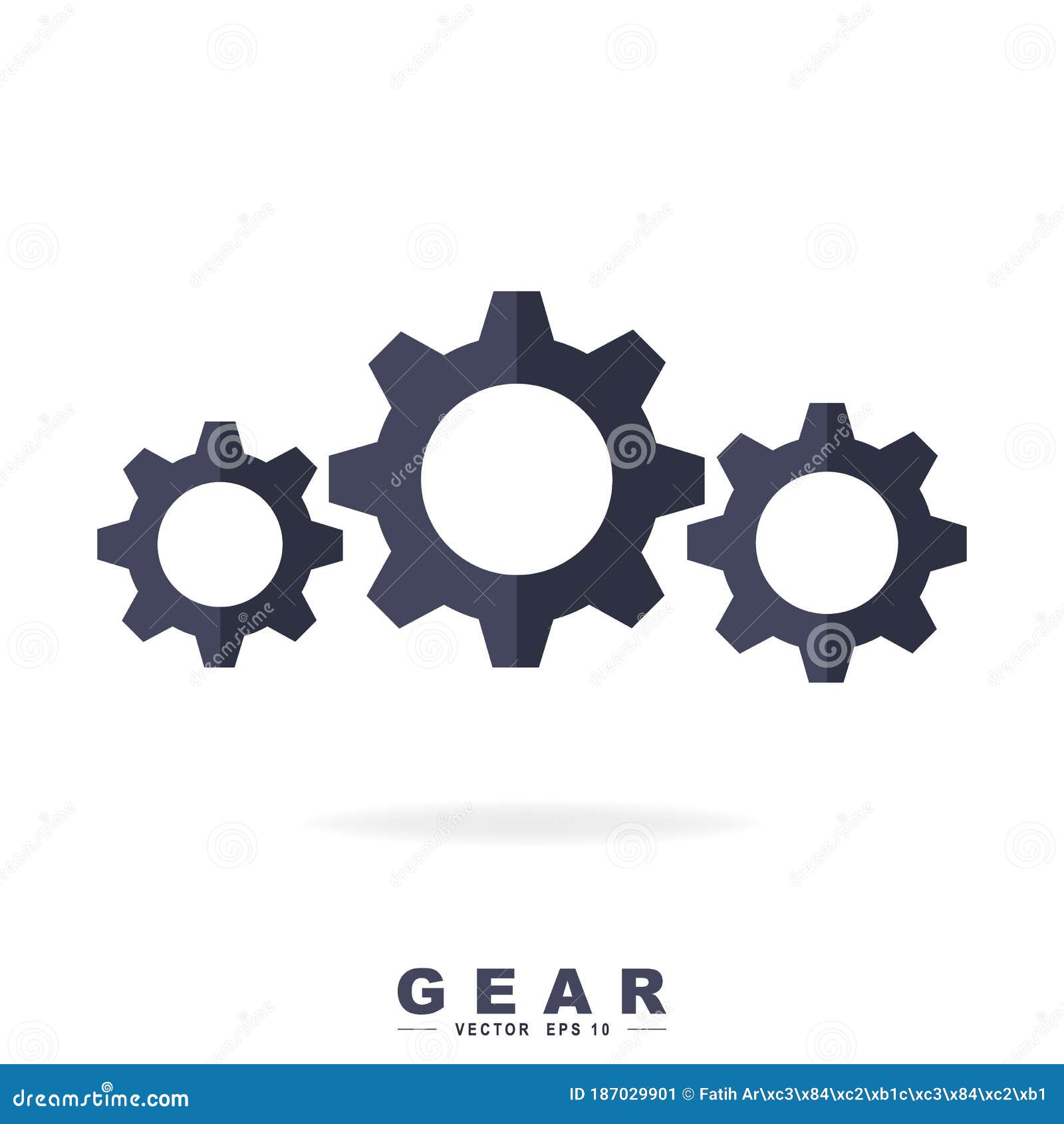 Gear Symbol. Vector Illustration Isolated on White Background. Stock ...