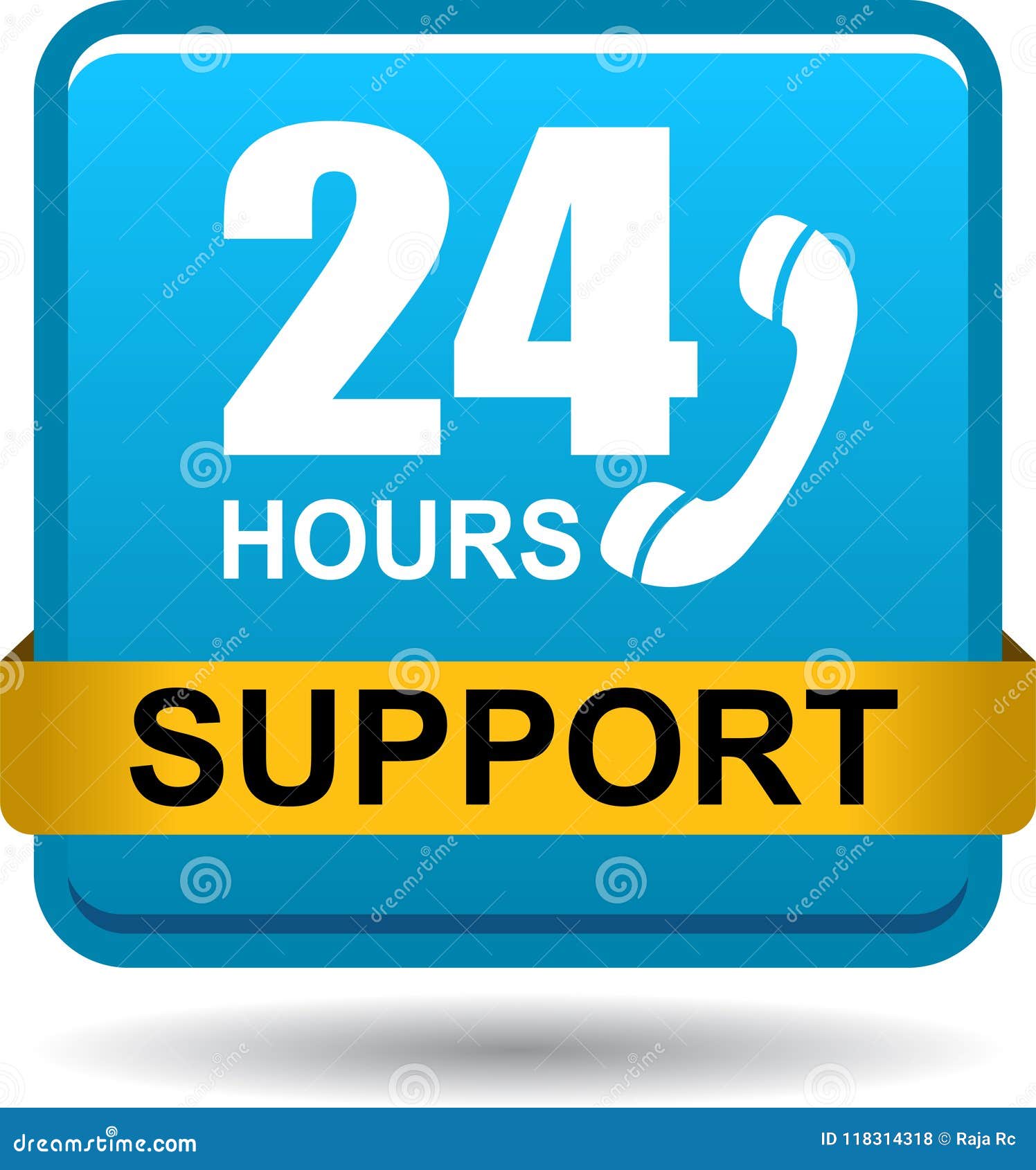 24 Hours Support Web Button Blue Stock Vector - Illustration of client ...