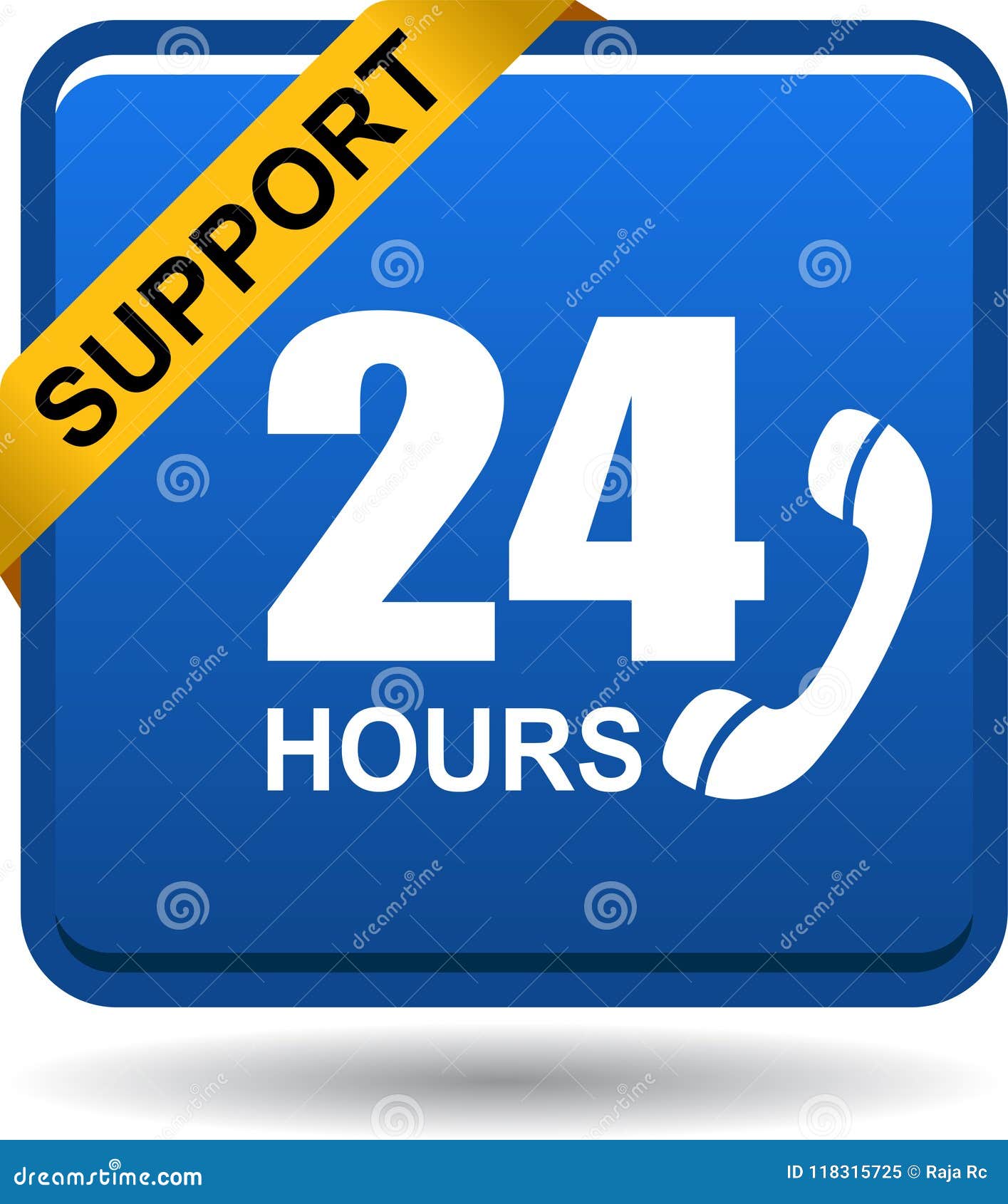 24 Hours Support Web Button Blue Stock Vector - Illustration of ...