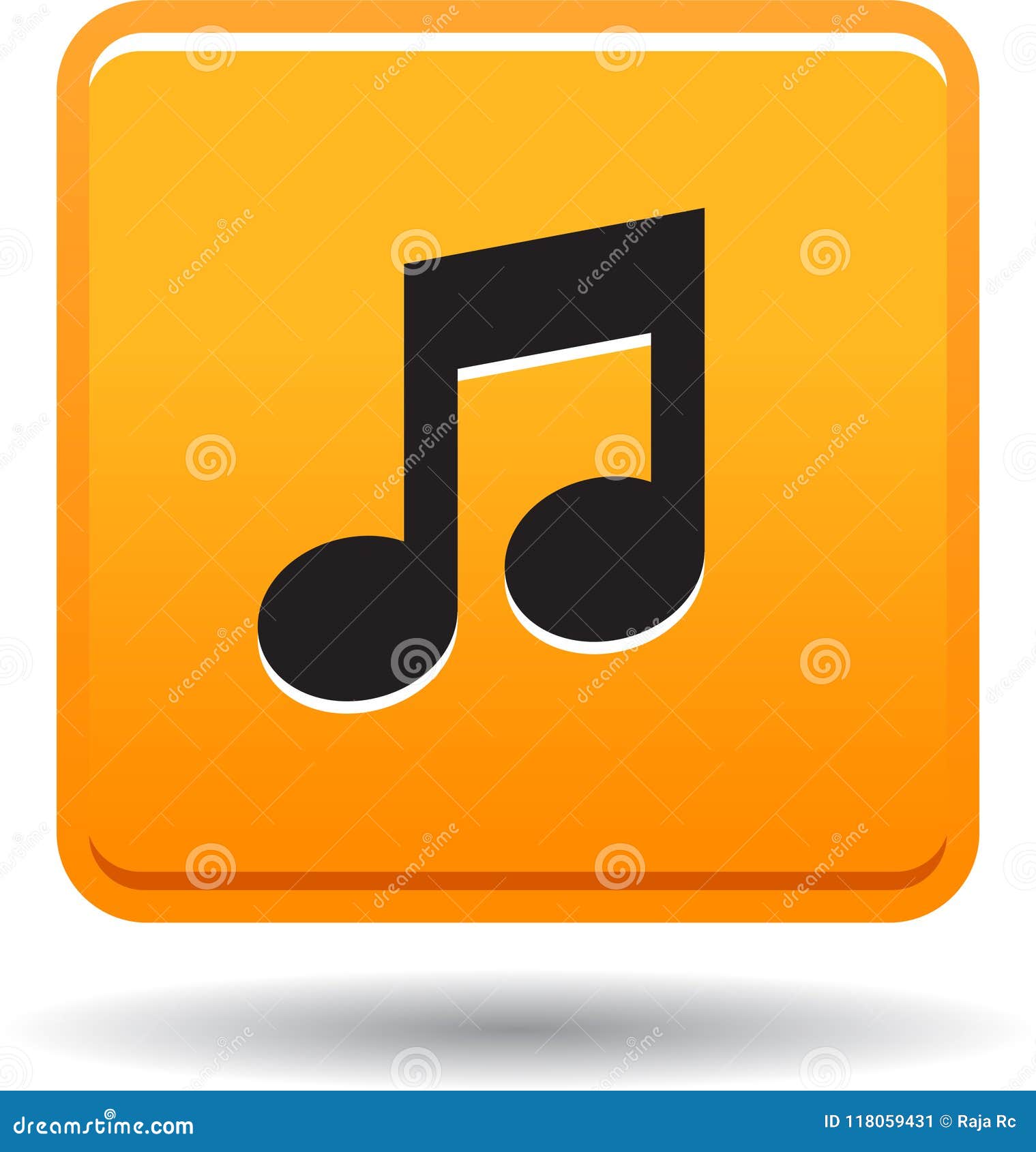 Music Icon Web Button Orange Stock Vector - Illustration of clef ...