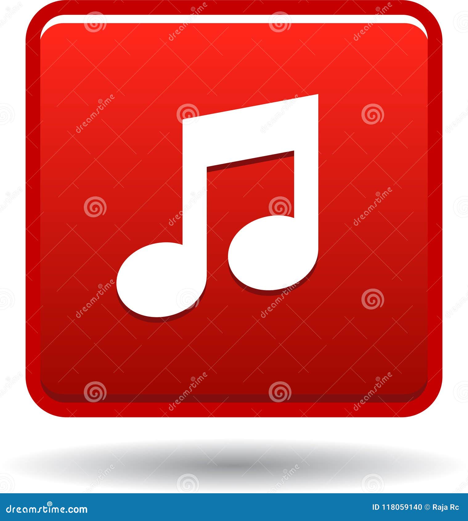 Music icon web button red stock vector. Illustration of industry ...