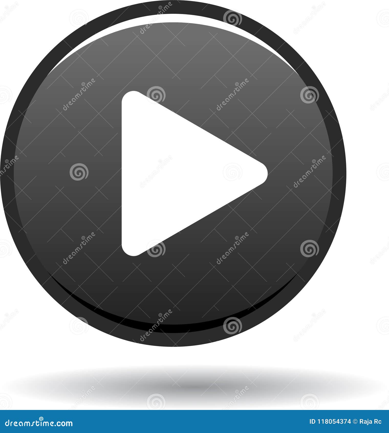 Play Button Web Audio Icon Black Stock Vector - Illustration of glass ...