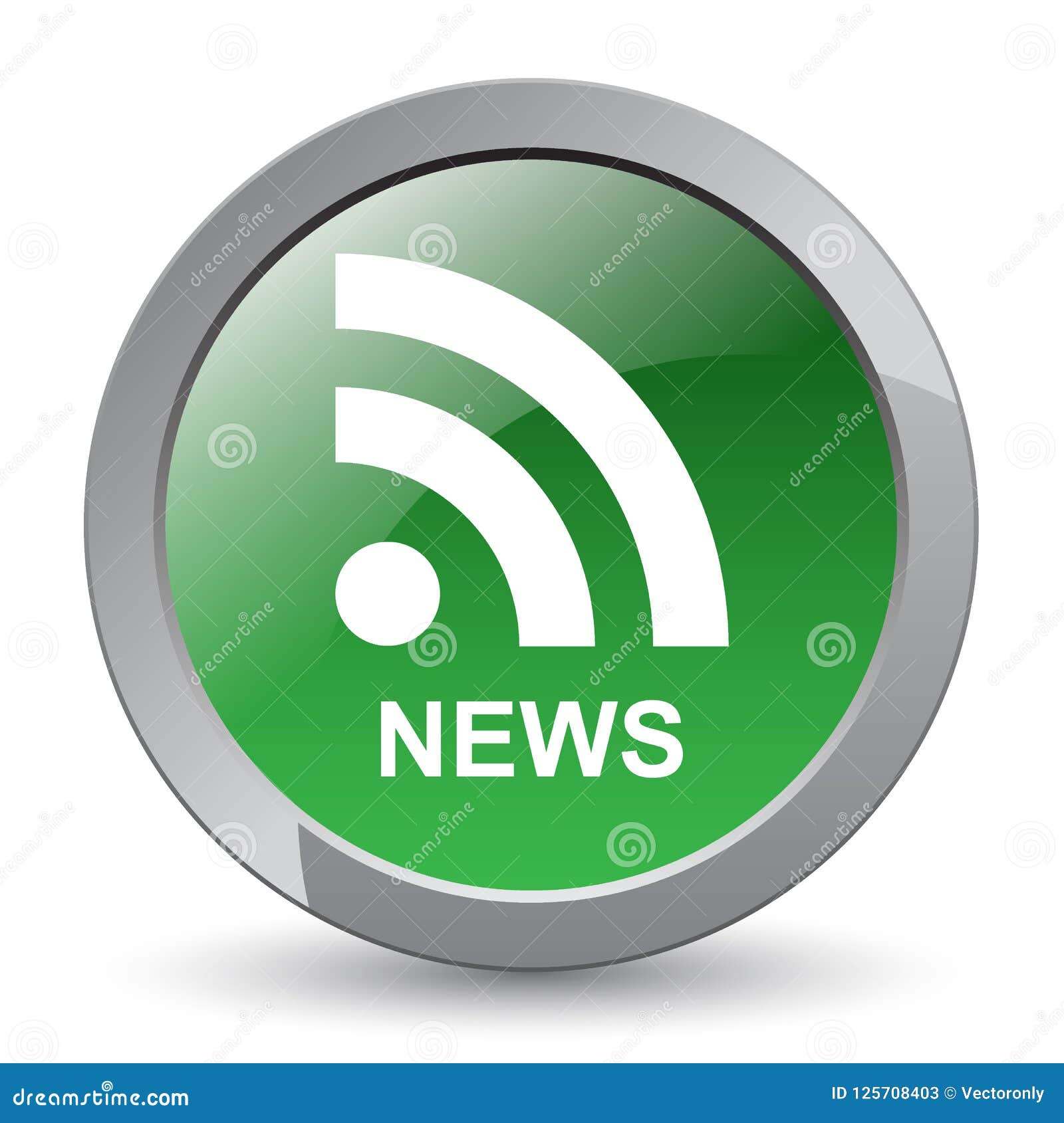 Rss news icon button stock illustration. Illustration of list - 125708403