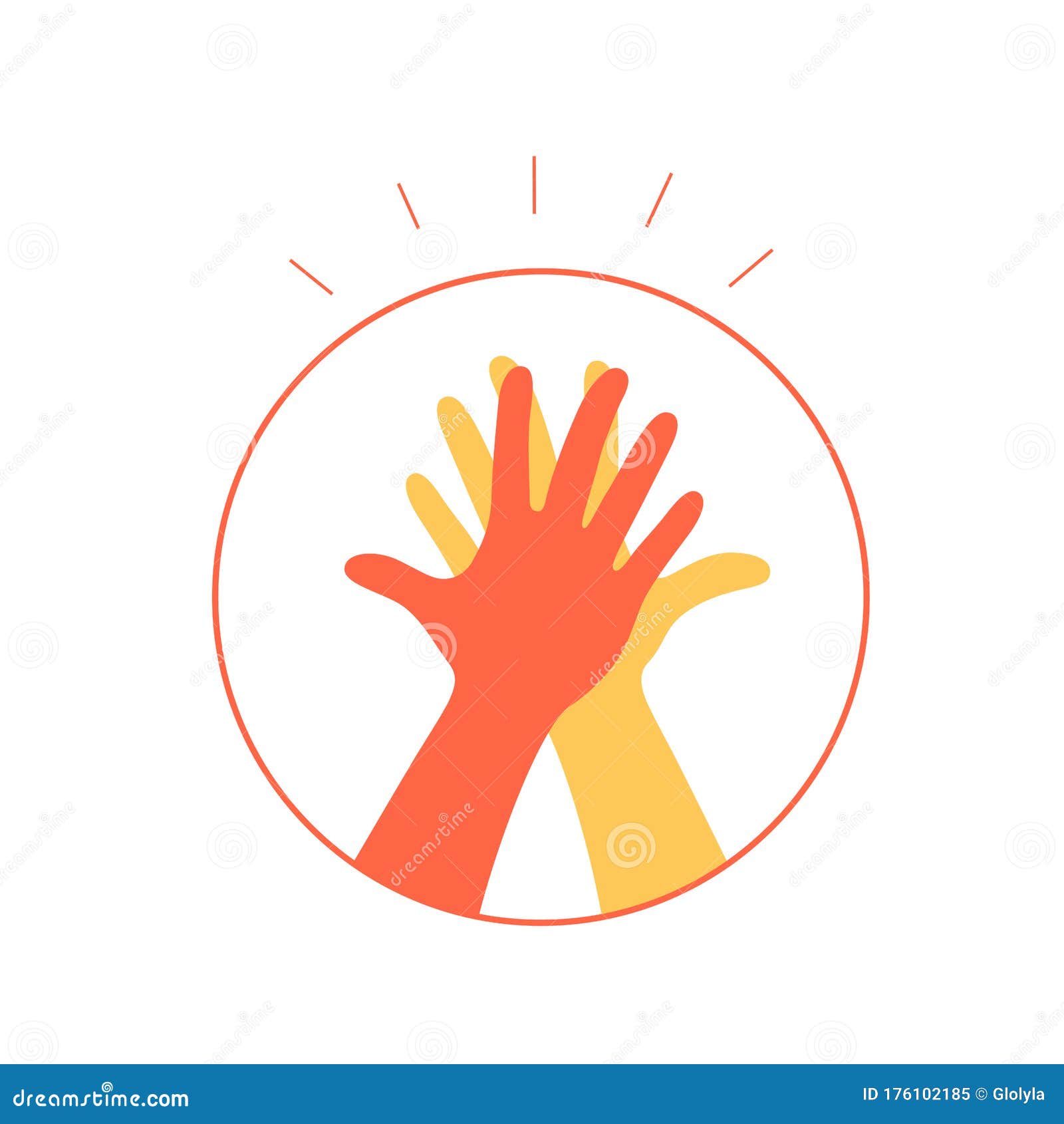 Two Hands Clapping in High Five Gesture. Stock Vector - Illustration of ...