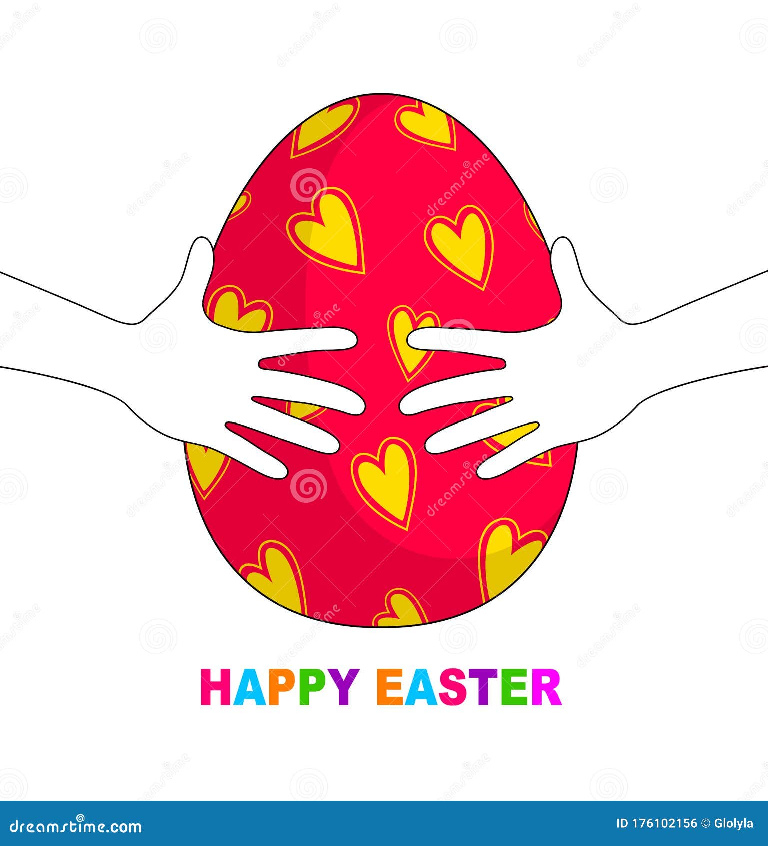 Two Hands with Easter Egg. Happy Easter Day Concept. Stock Vector ...