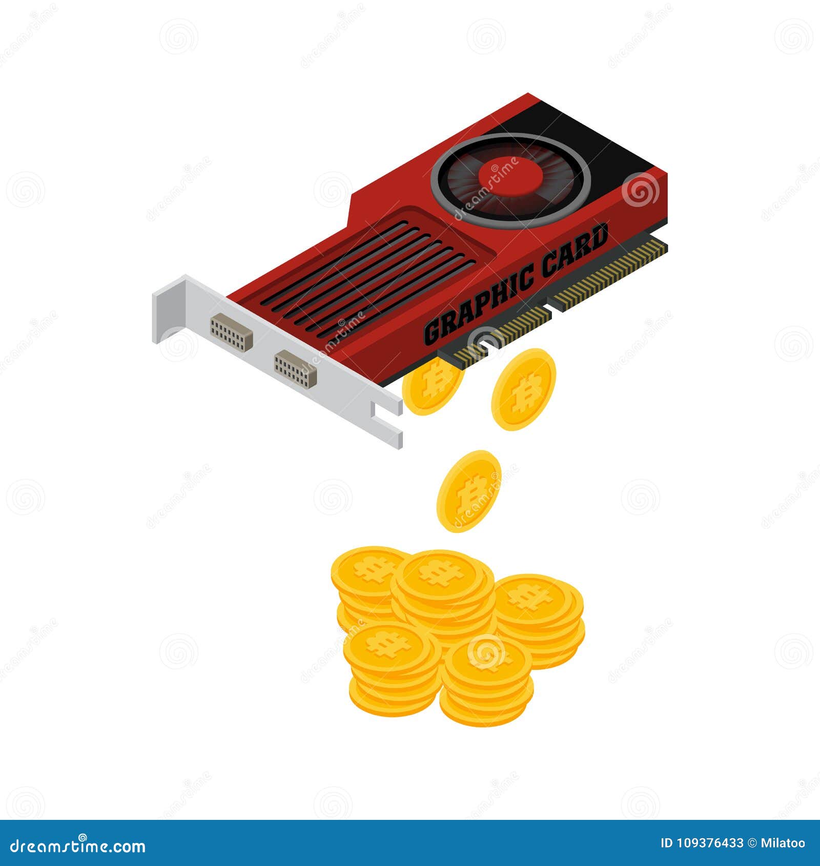 Vector Illustration Isometric Computer Graphic Card Stock Vector ...