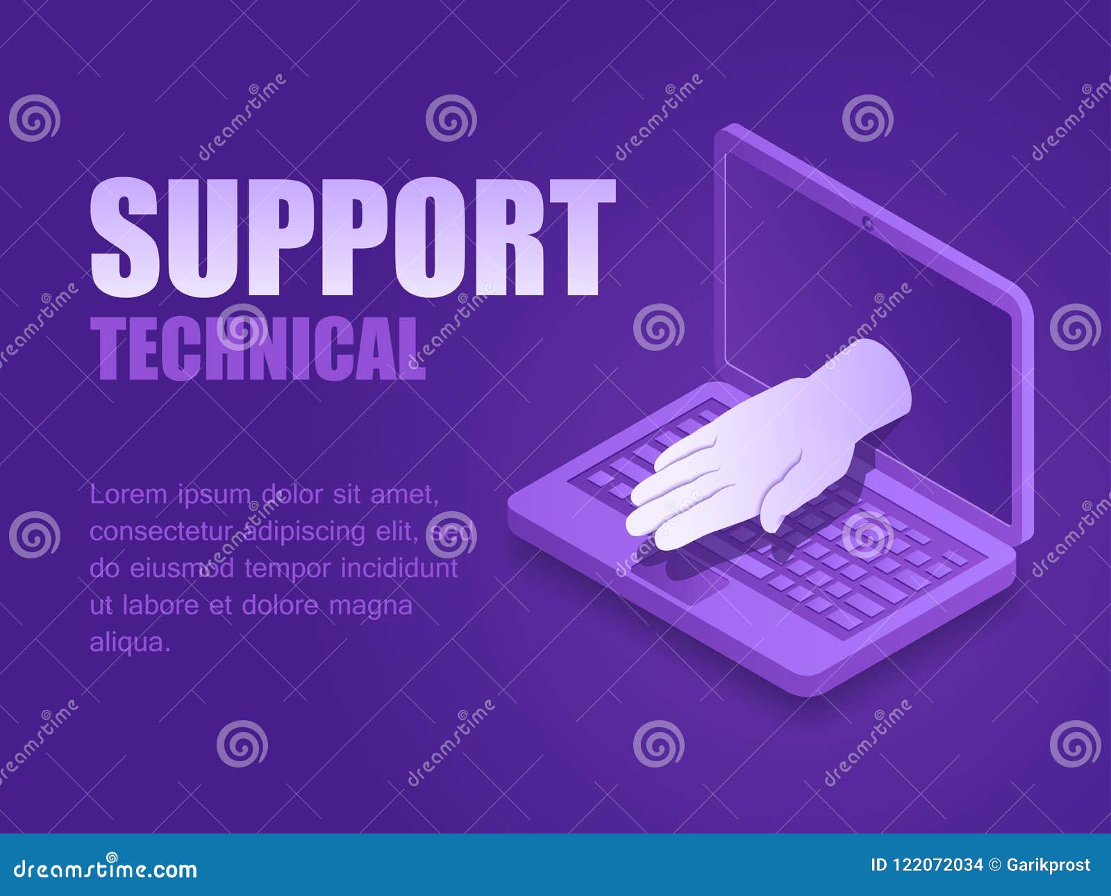 Vector Illustration Isometric Helping Hand from a Laptop Screen Landing ...