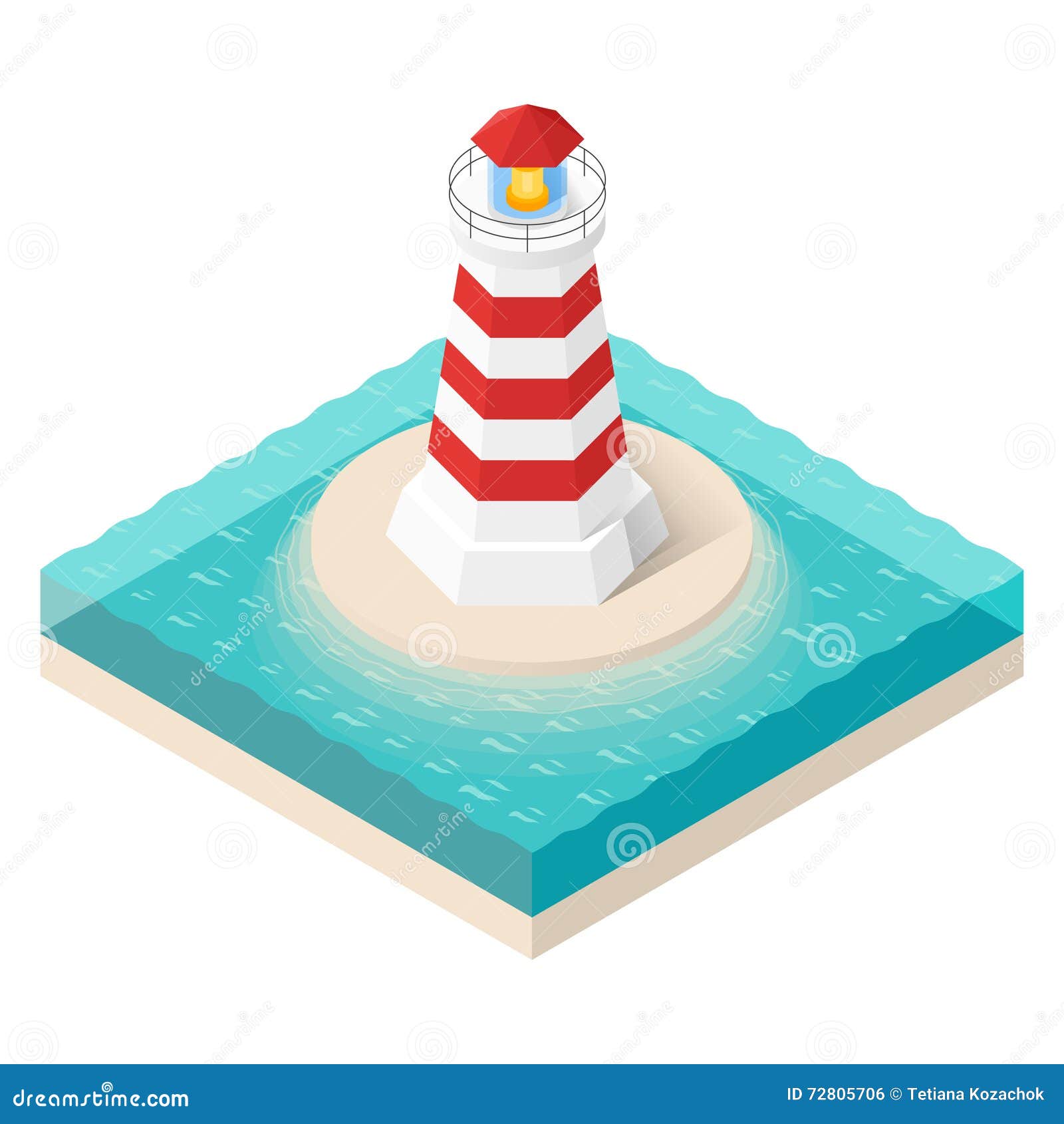 Vector Illustration of Isometric Lighthouse. Stock Vector ...