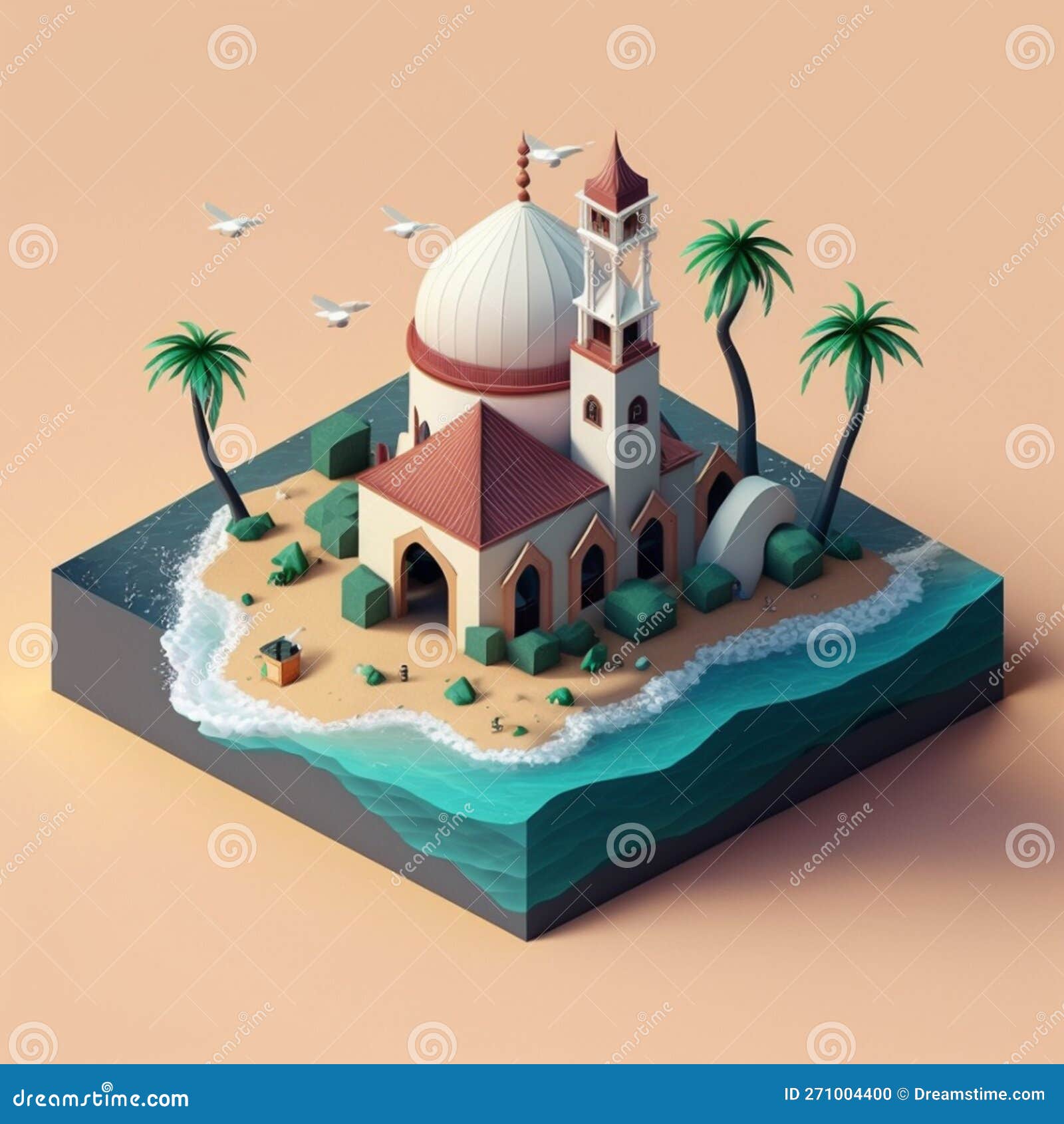 Vector Illustration Isometric Mosque. 3d Isometric Mosque for Ramadan ...