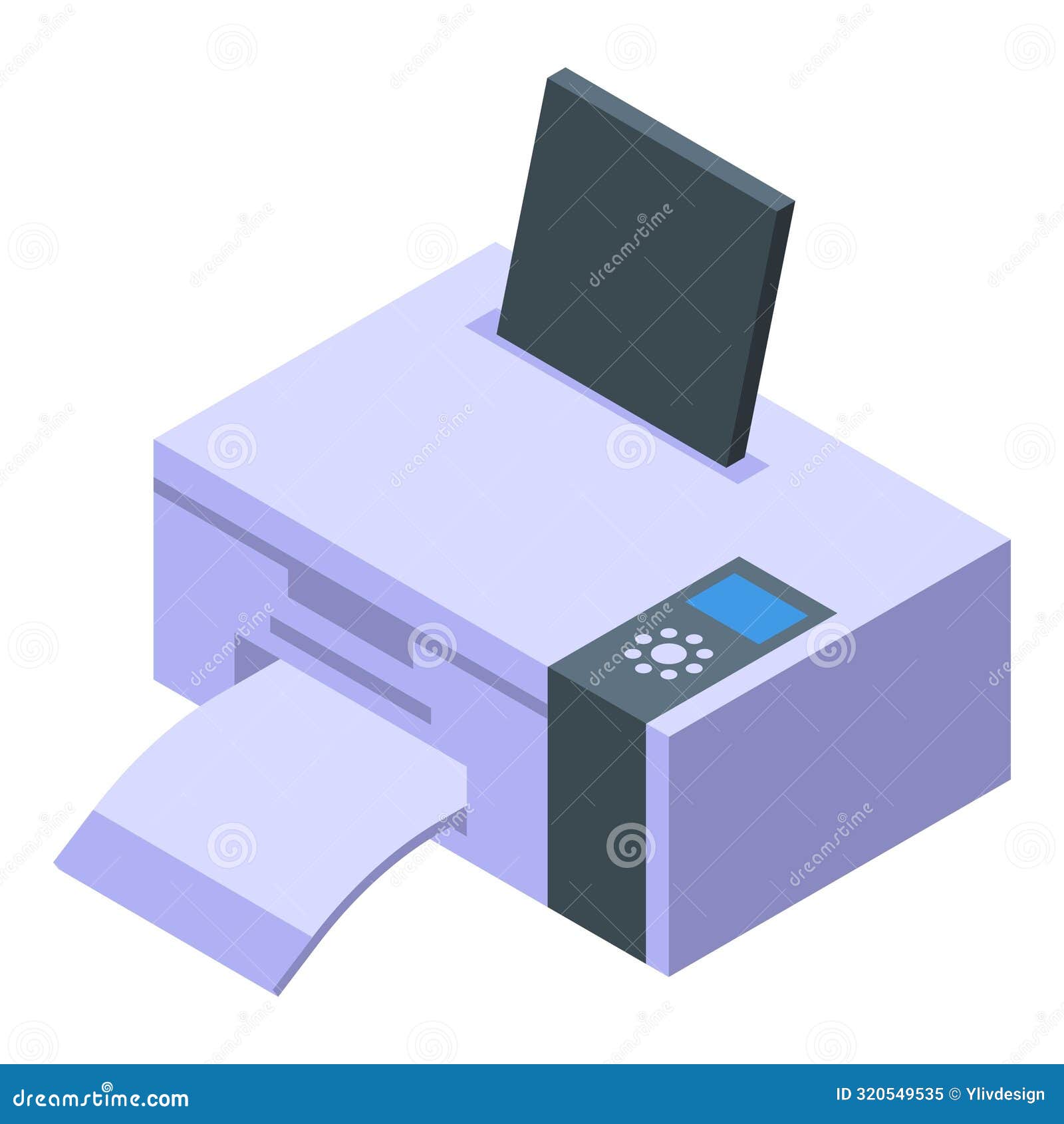Vector Illustration of an Isometric Office Printer with Paper Output ...