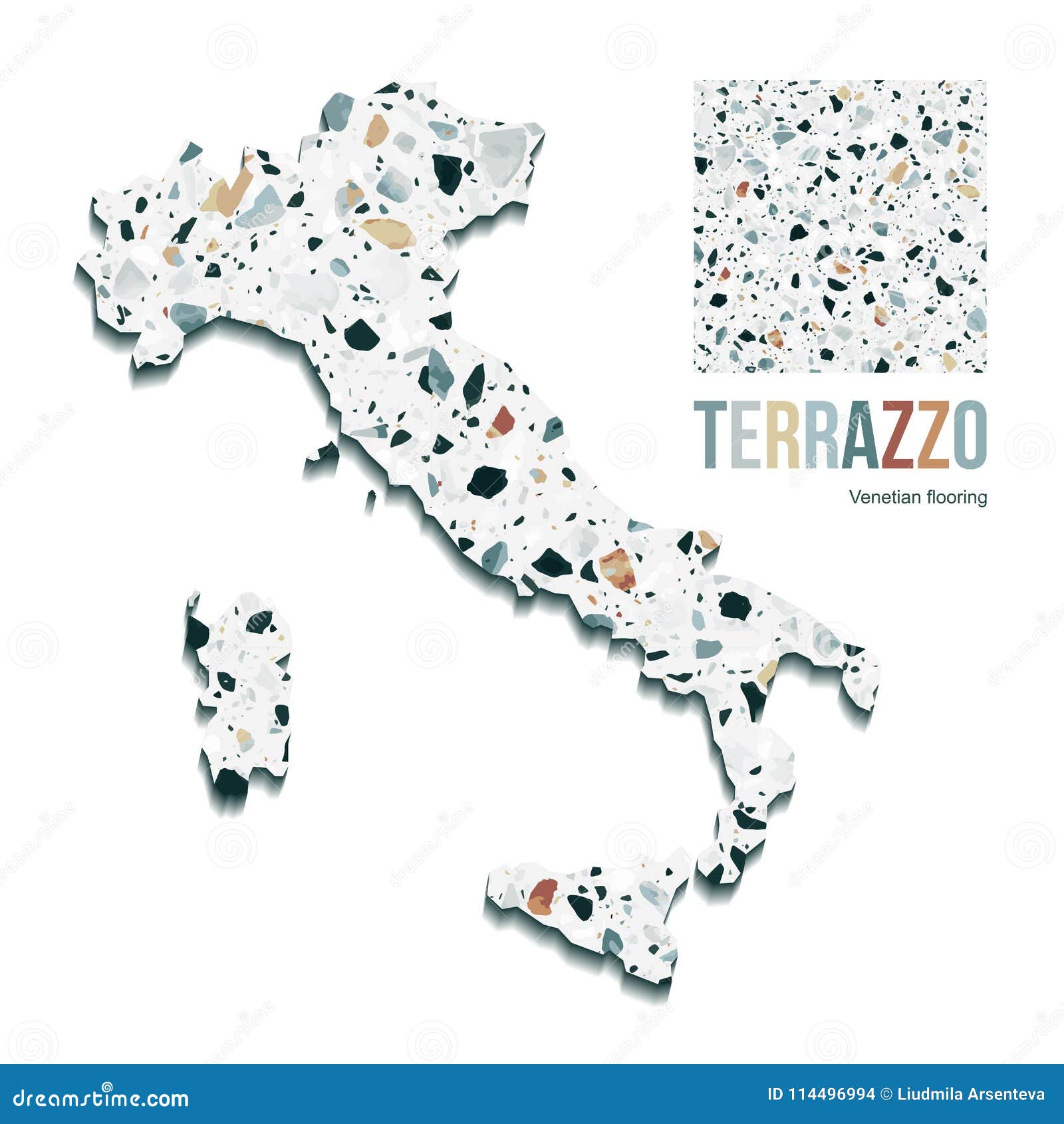 Vector Illustration of Italy Map Filled with Terrazzo Pattern Stock ...