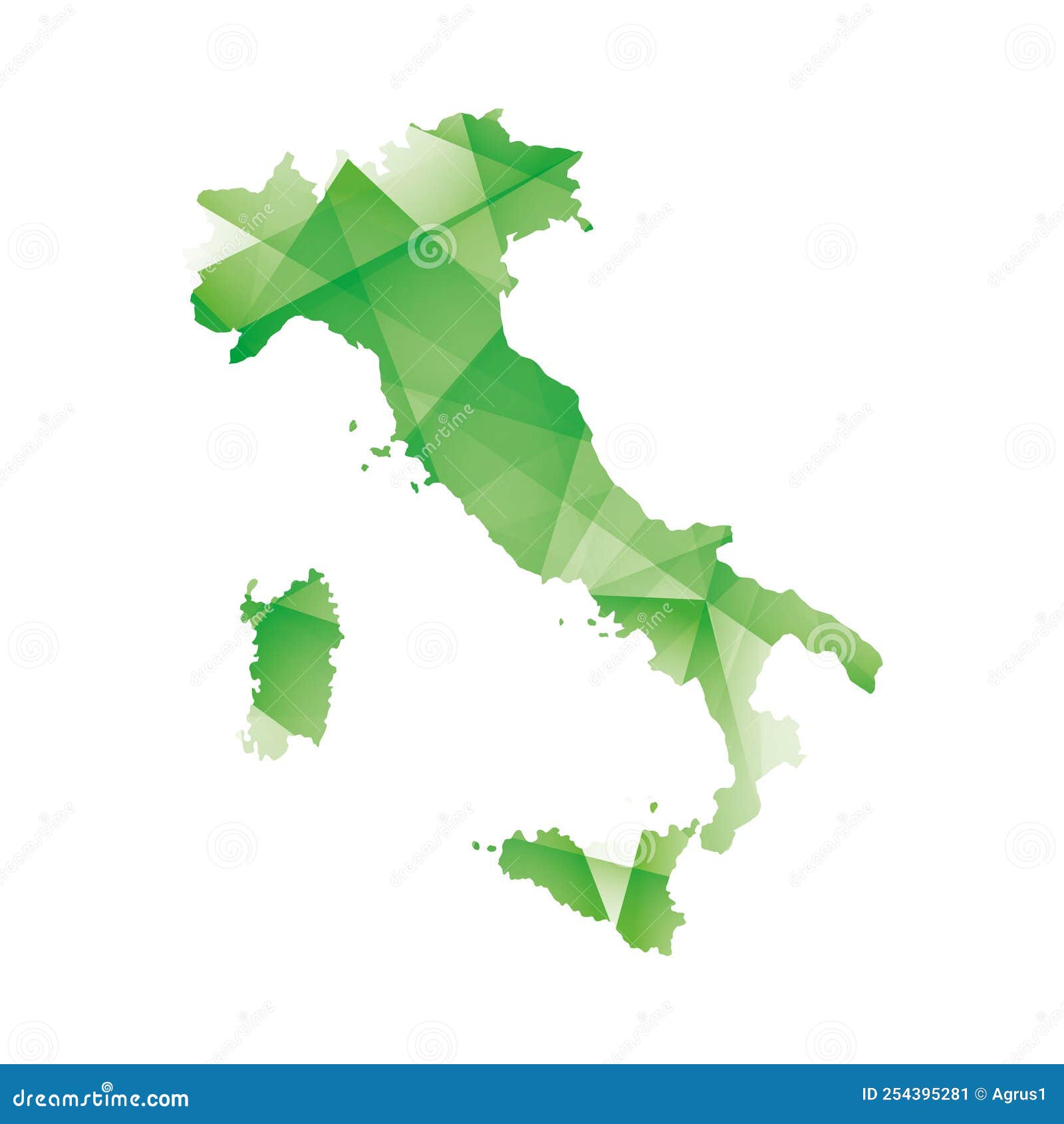 Vector Illustration of Italy Map with Green Colored Geometric Shapes ...