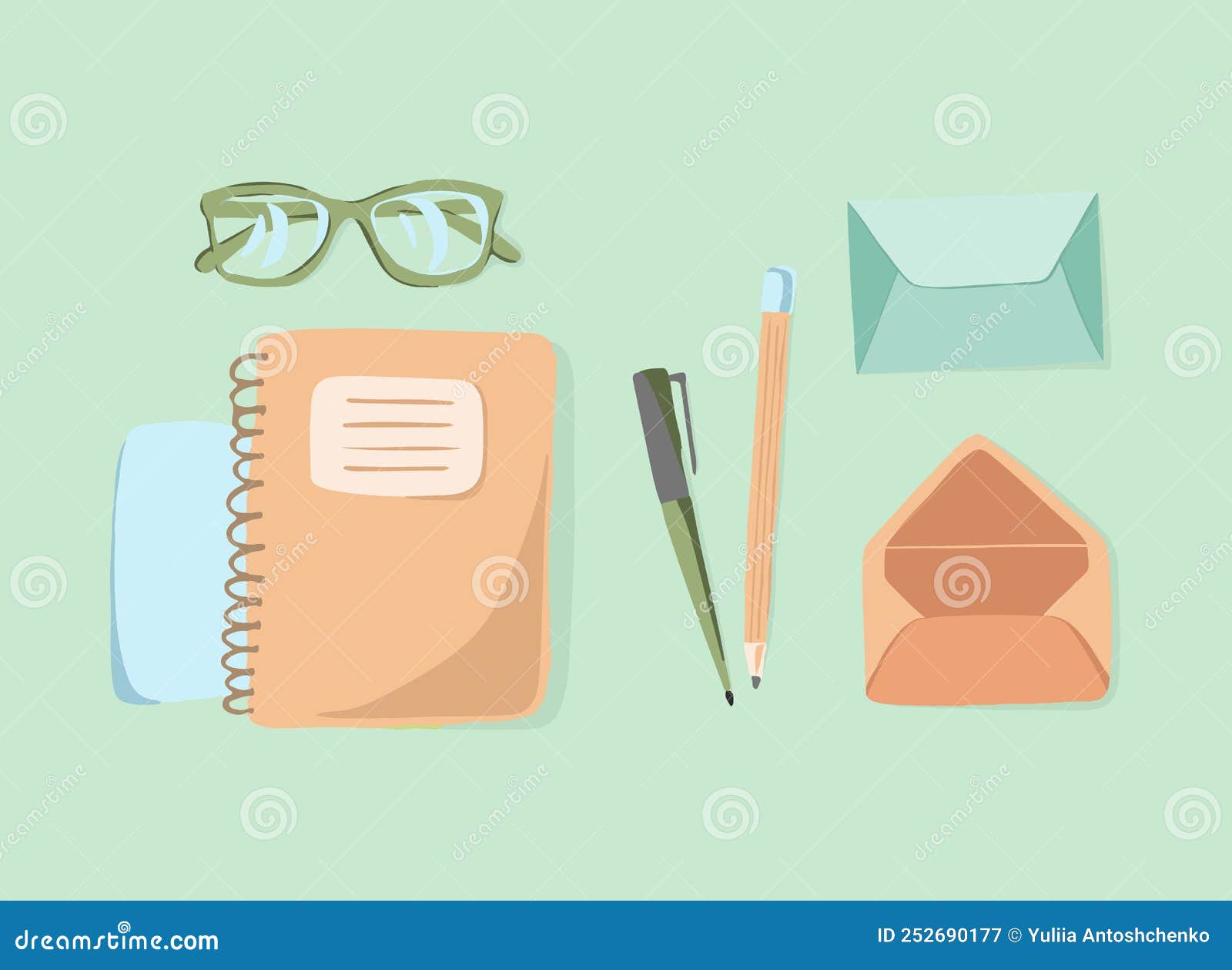 Illustration of Items for Writing a Letter. Stock Vector - Illustration ...