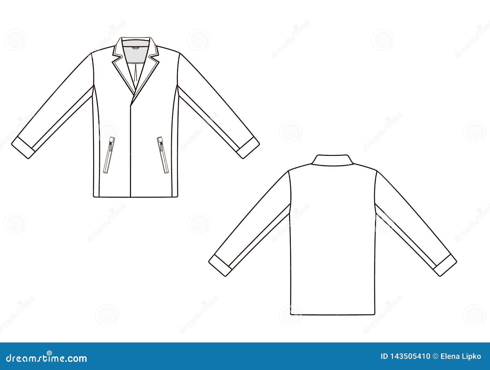 Fashion Men Technical Sketch of Jacket in Vector Graphic Stock Vector ...