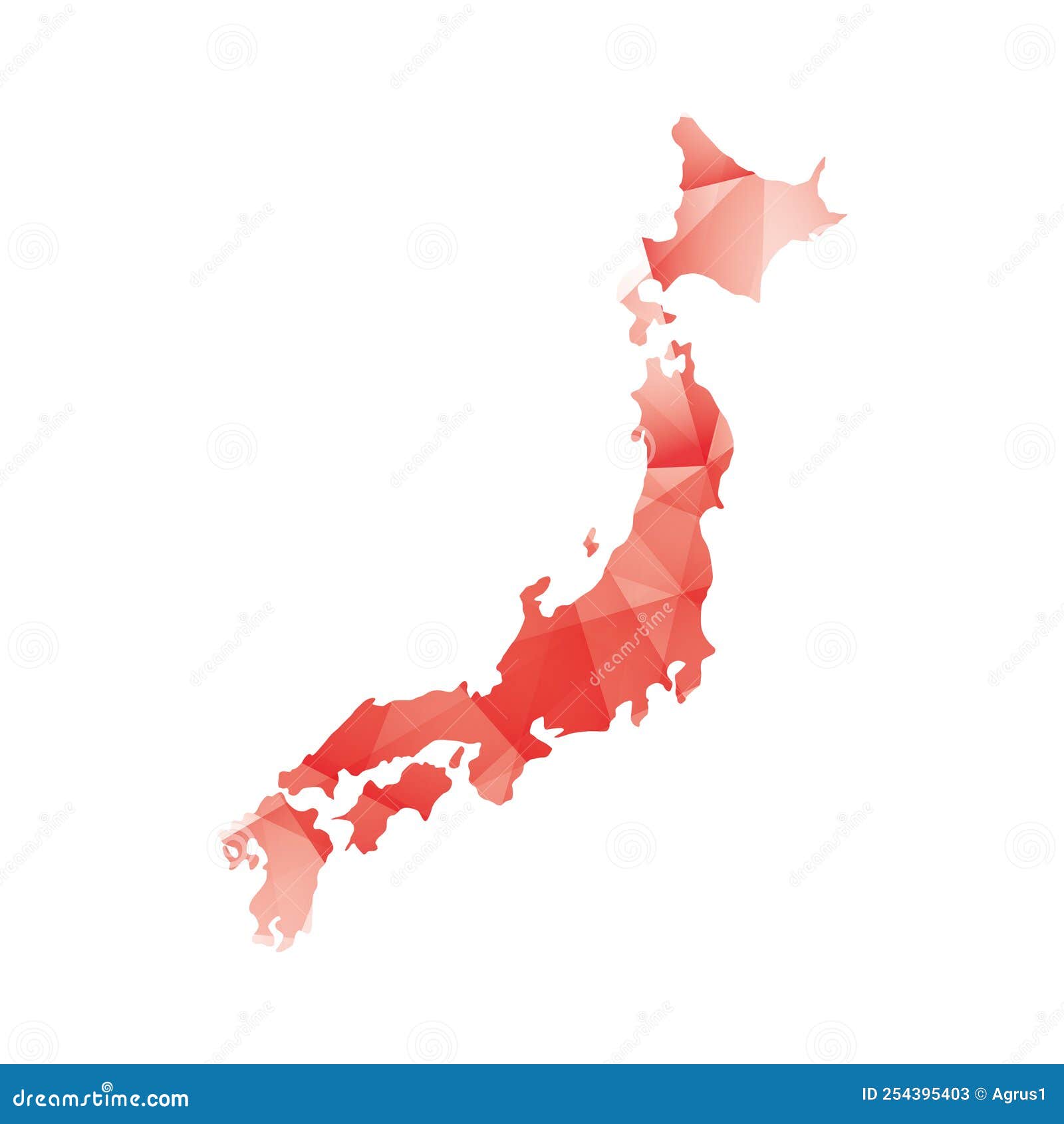 Vector Illustration of Japan Map with Red Colored Geometric Shapes ...