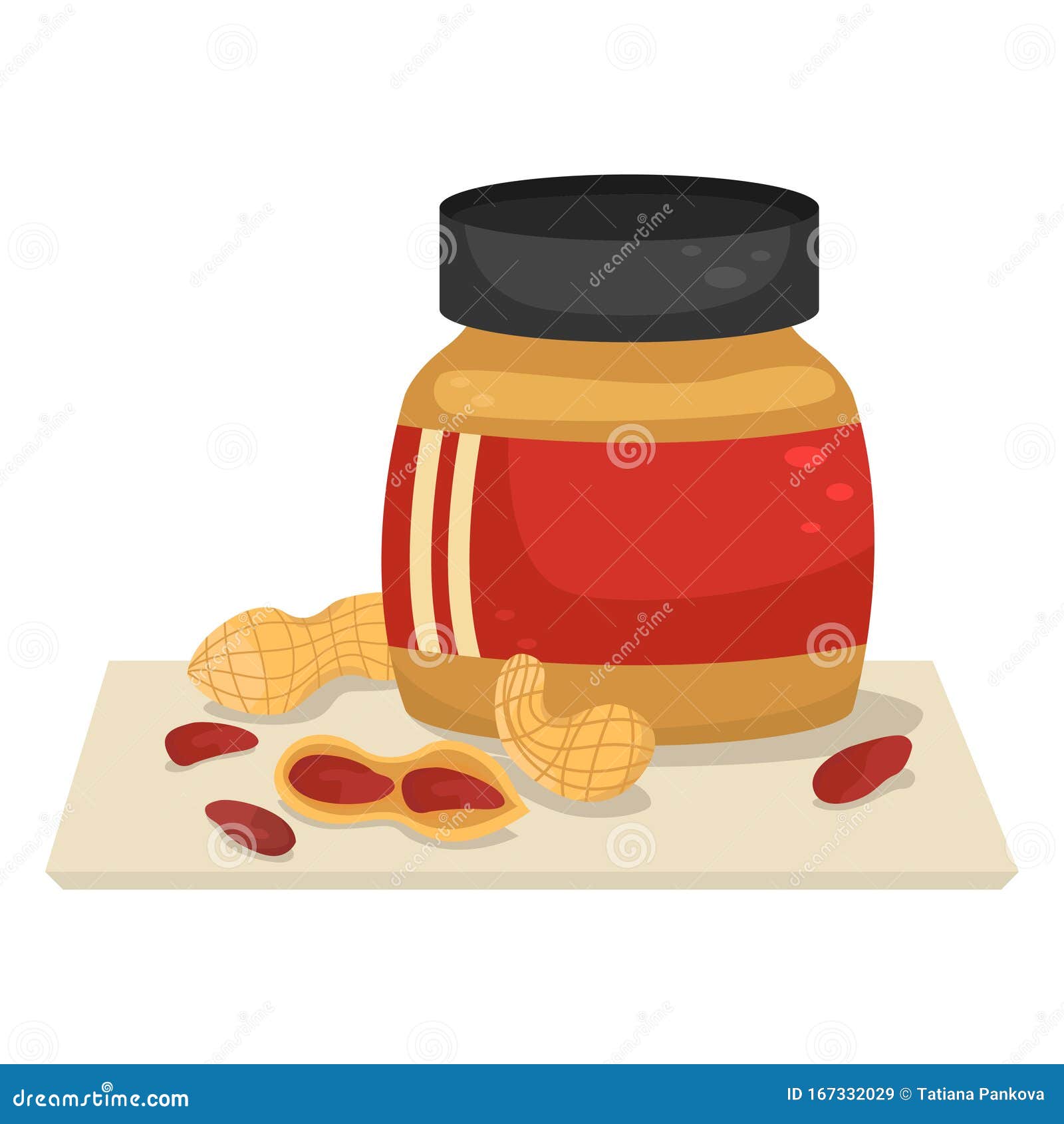 Vector Illustration with a Jar of Peanut Paste and Peanuts Near it ...