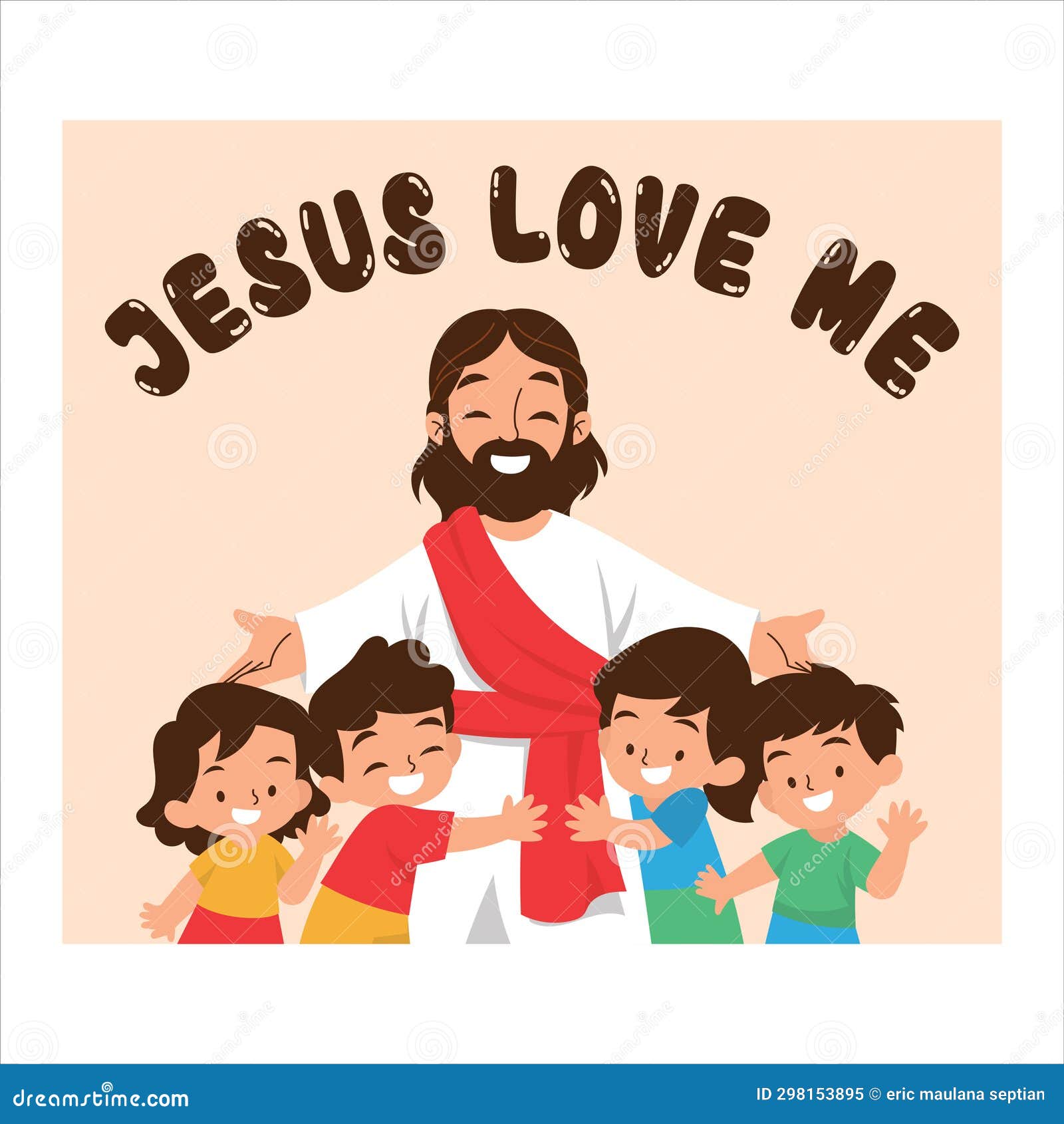 Jesus Hugging Kids Cartoon Vector | CartoonDealer.com #164336471