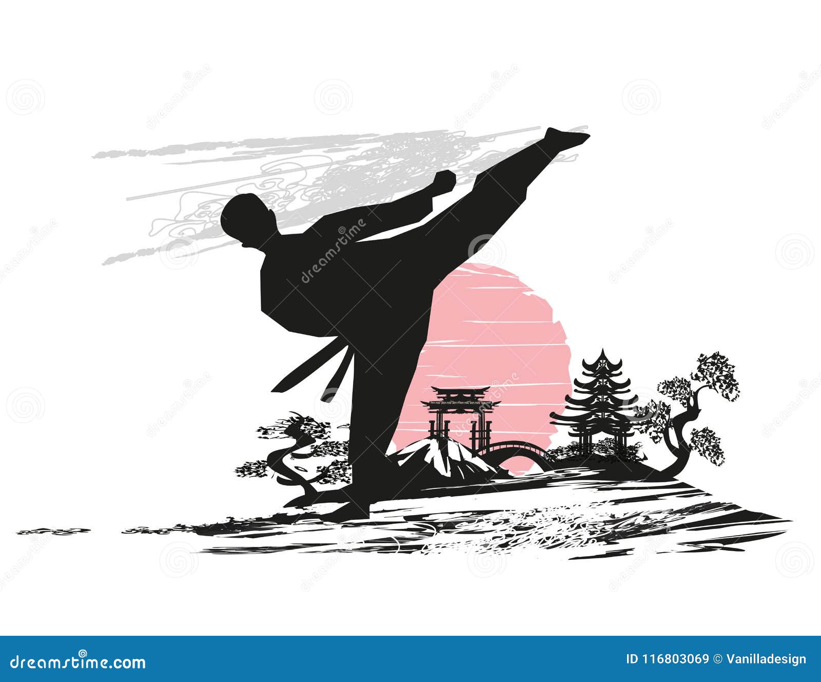Creative Abstract Illustration of Karate Fighter Stock Vector ...