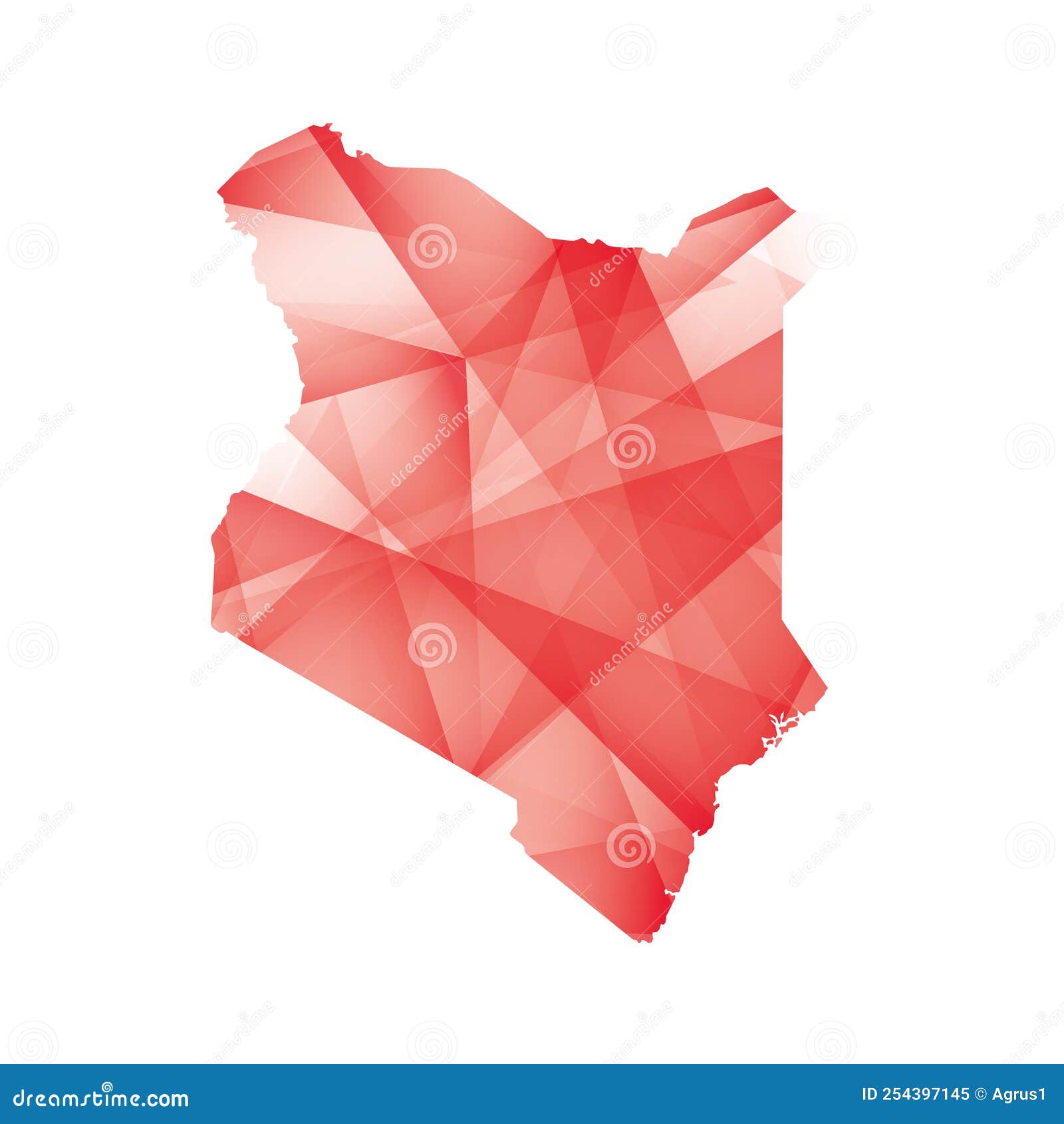 Vector Illustration of Kenya Map with Red Colored Geometric Shapes ...