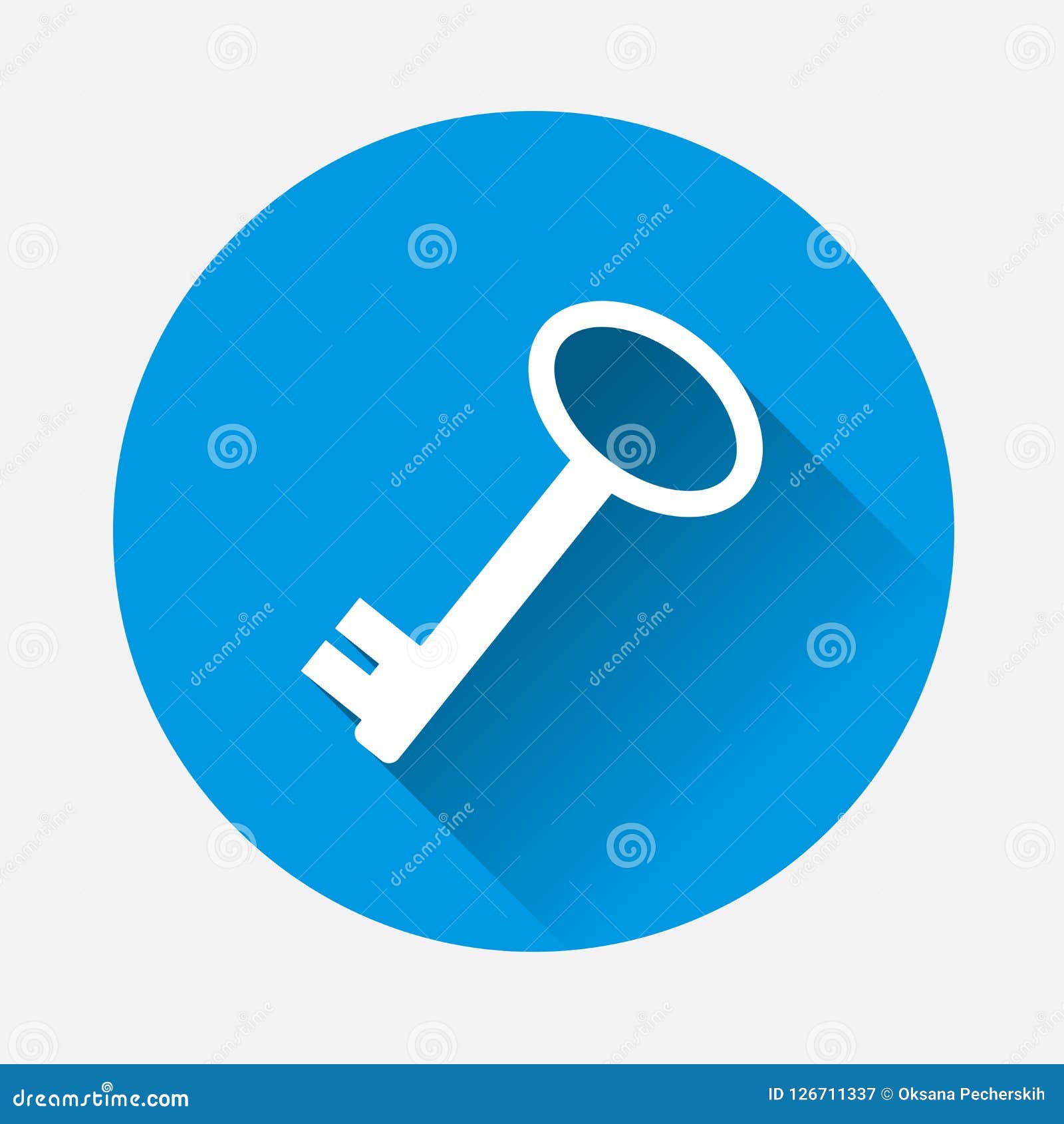 Vector Illustration of a Key on Blue Background. Flat Image Key Stock ...
