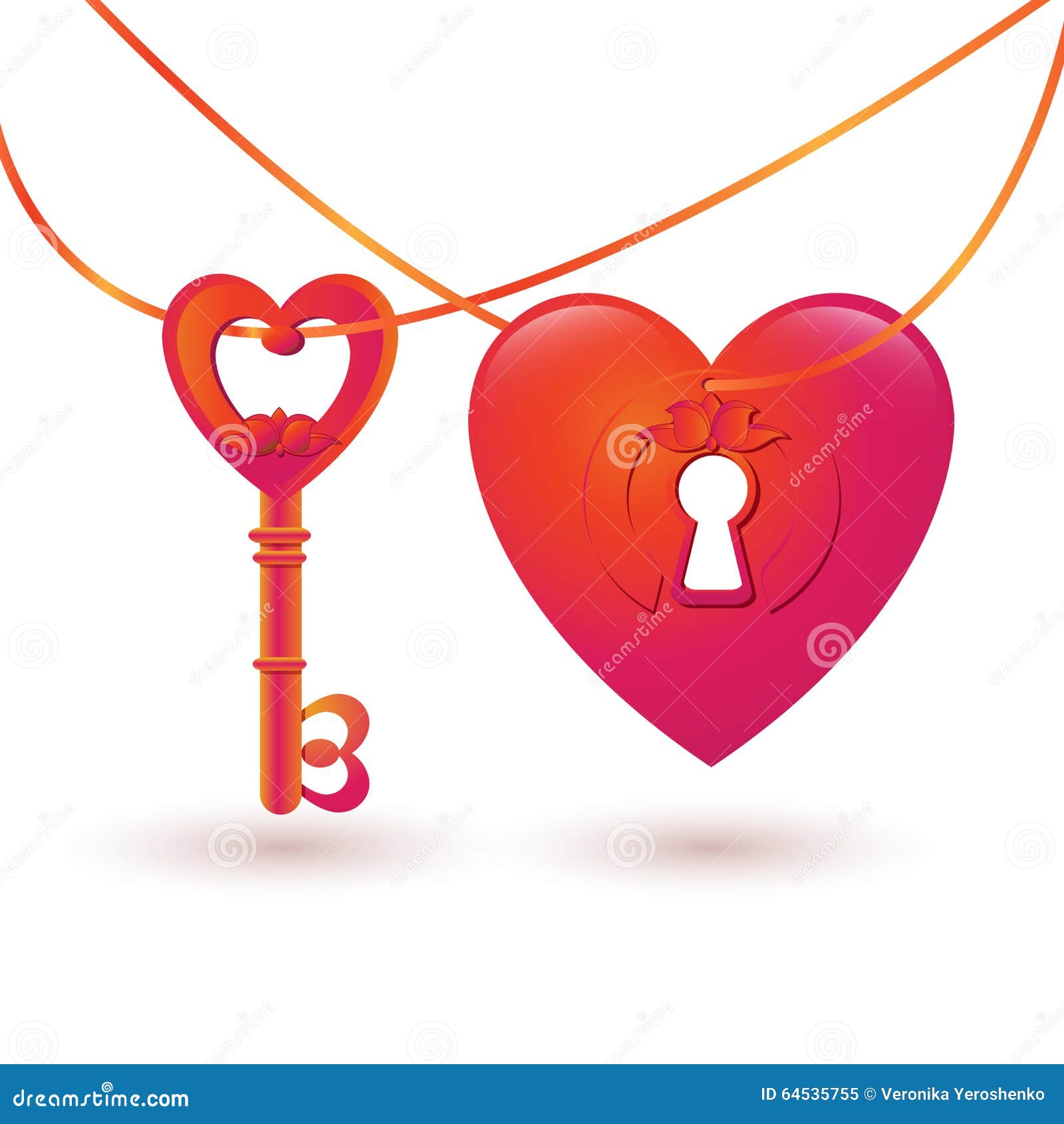 Vector Illustration with Key and Heart Keyhole Stock Vector ...