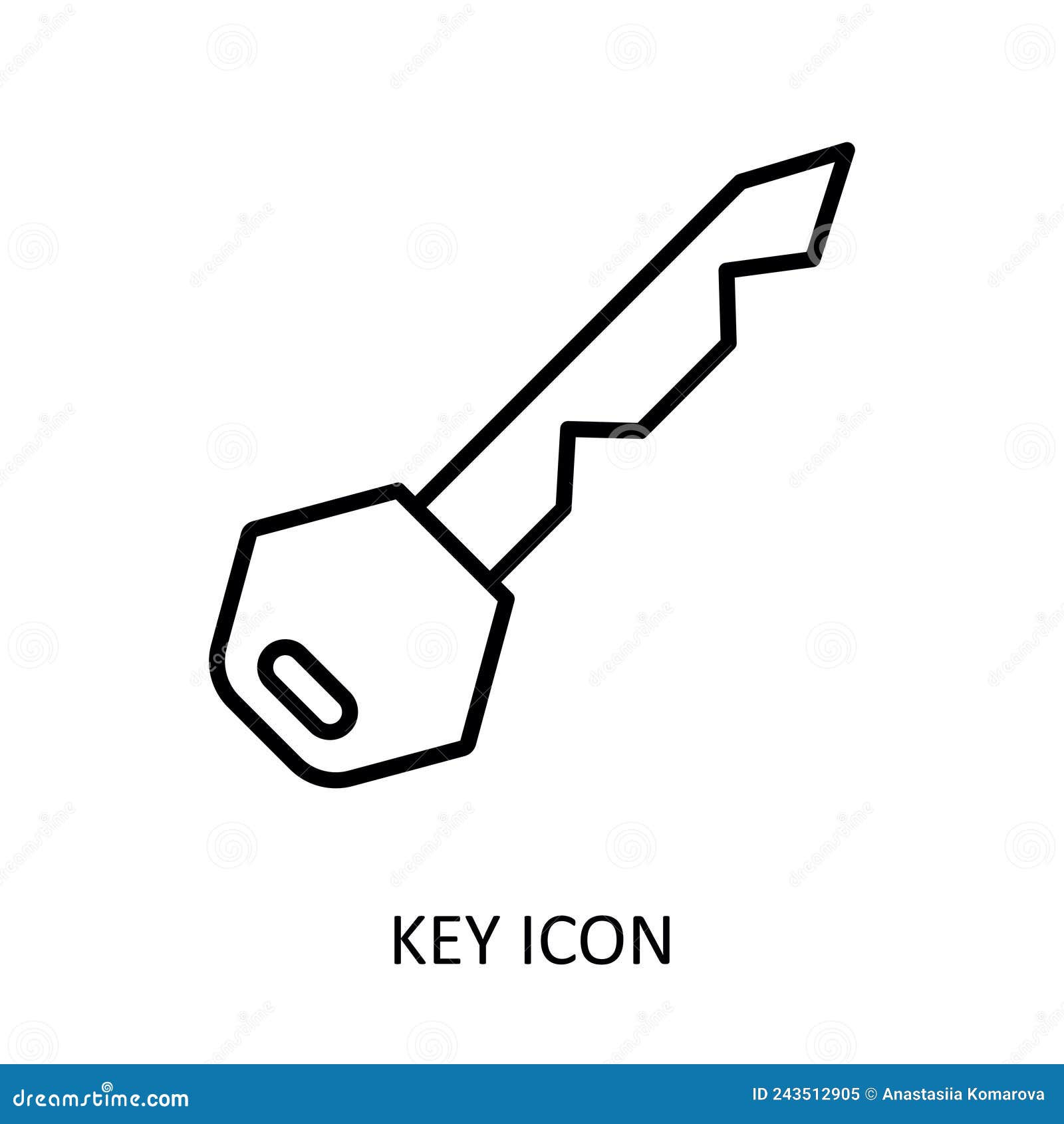 Vector Illustration with Key Icon. Outline Drawing Stock Vector ...