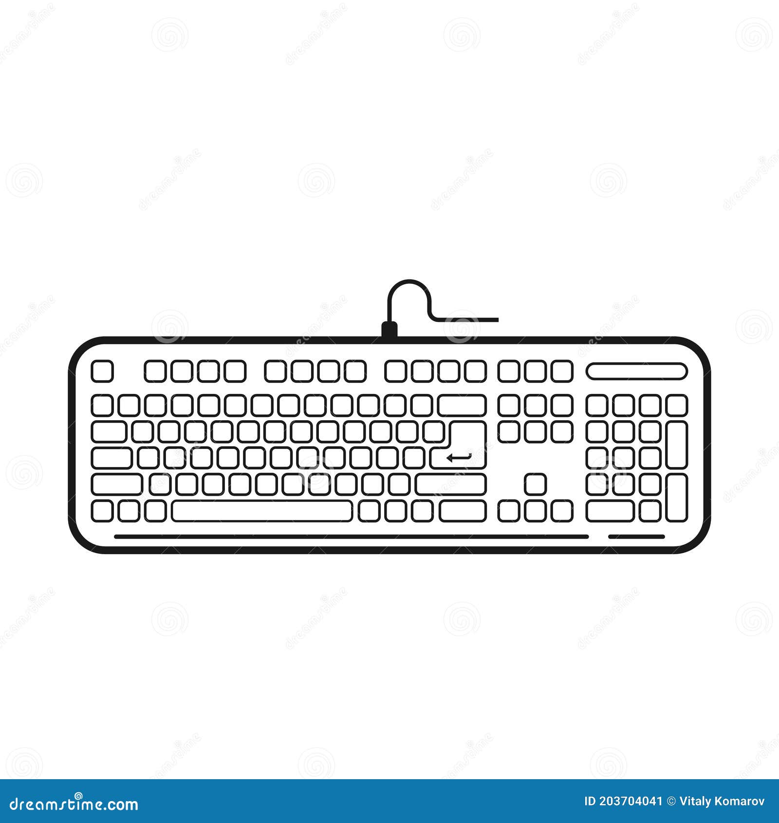 Vector Illustration of a Keyboard with an Outline is Isolated on White ...