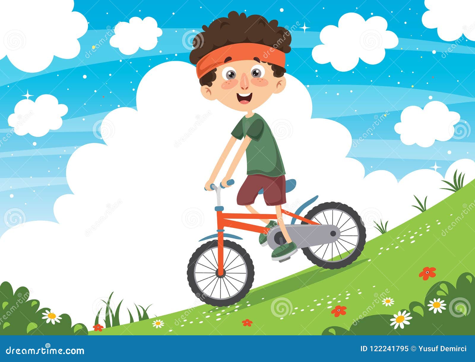 Vector Illustration of Kid Cycling Stock Vector - Illustration of ...