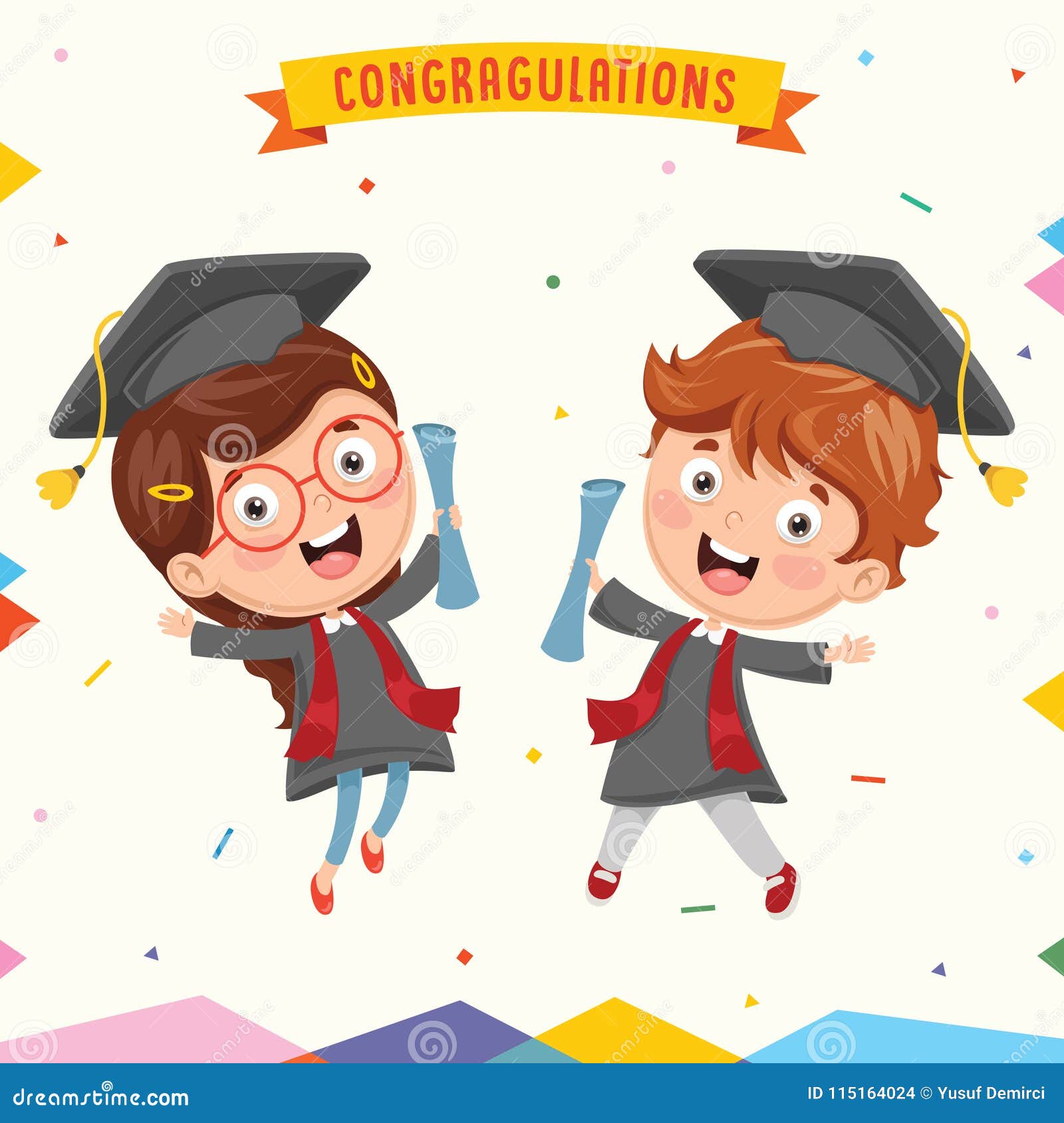 Vector Illustration of Kid Graduating Stock Vector - Illustration of ...