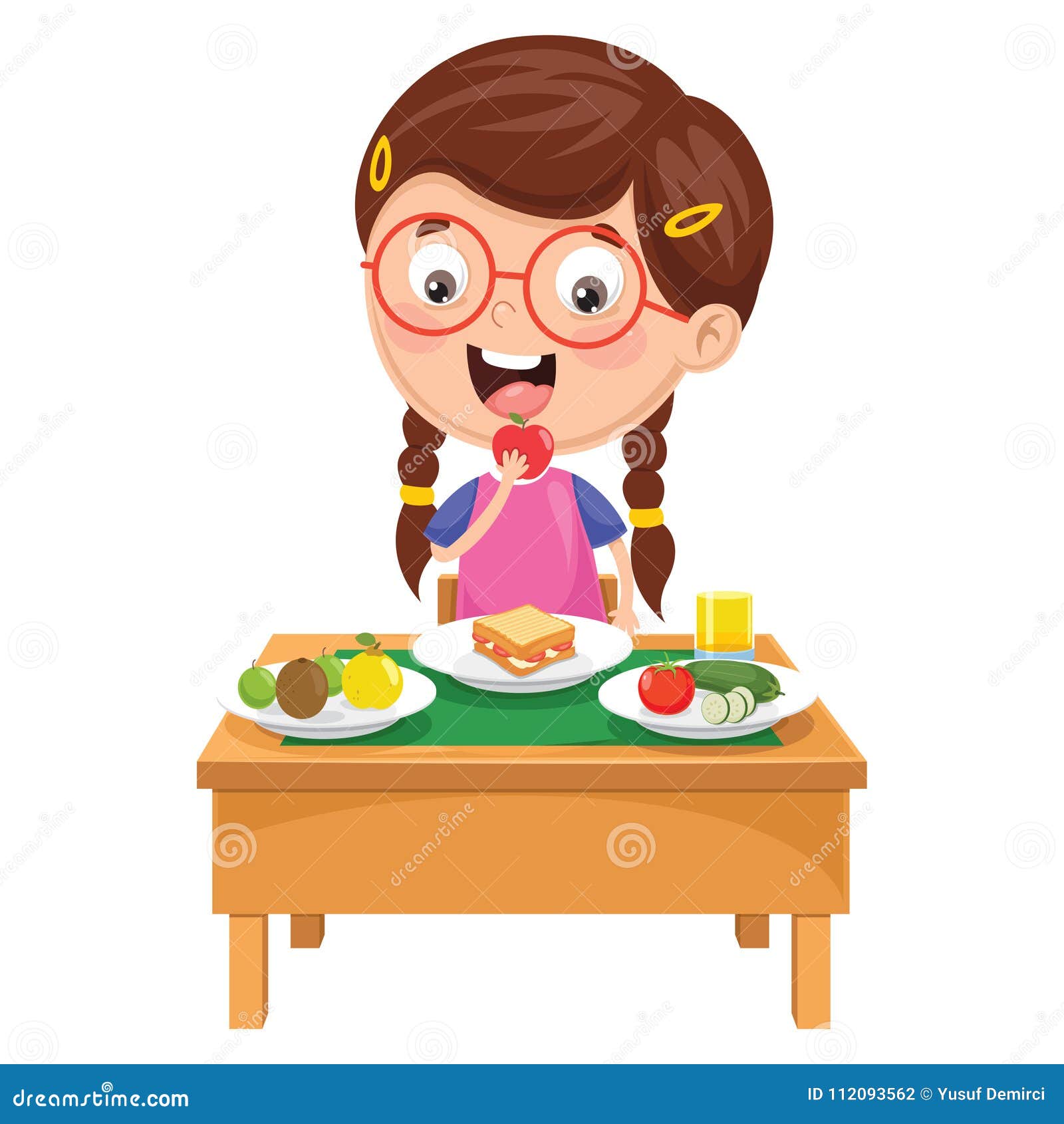 Vector Illustration of Kid Having Breakfast Stock Vector - Illustration ...