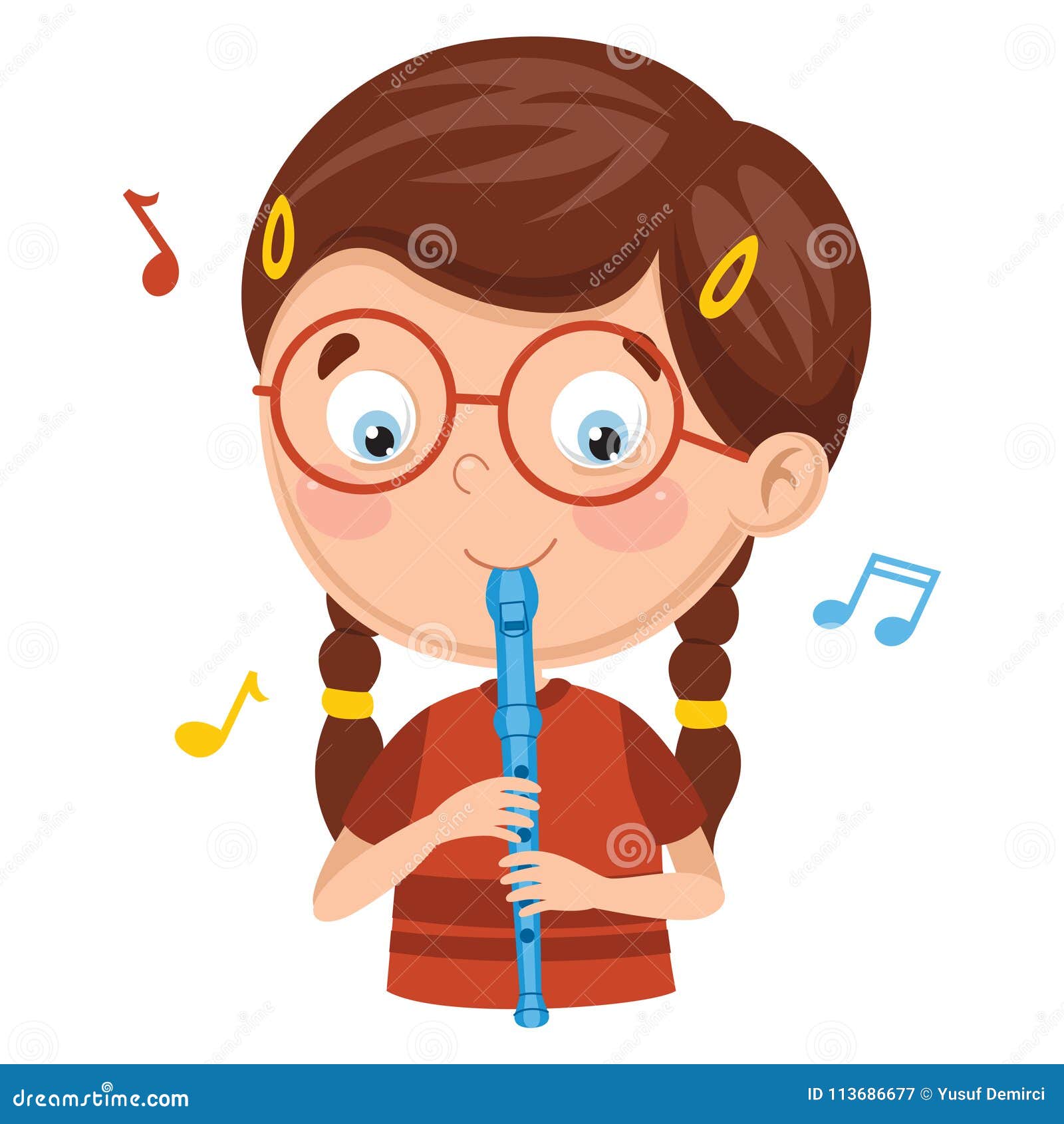 Boy Playing Flute Cartoon Character Vector Illustration | CartoonDealer ...