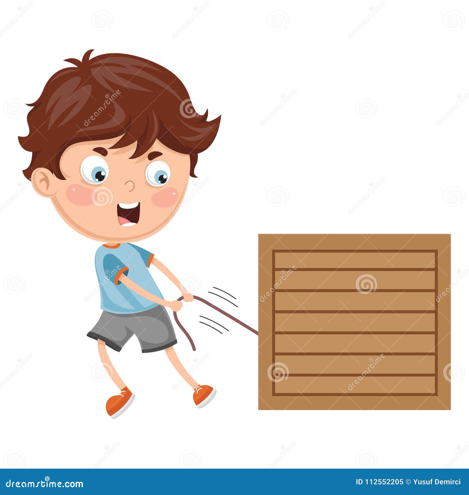 Vector Illustration of Kid Pulling Stock Vector - Illustration of ...